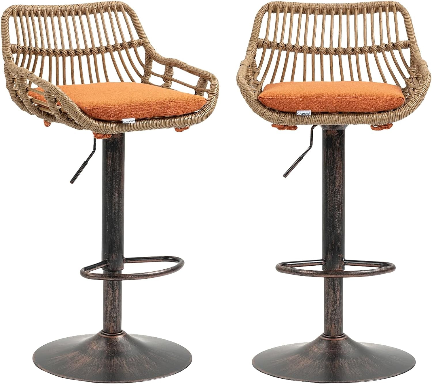 LuxyHoom Modern Rattan Bar Stools, Linen Dining Bar Stools, Kitchen Bar ...