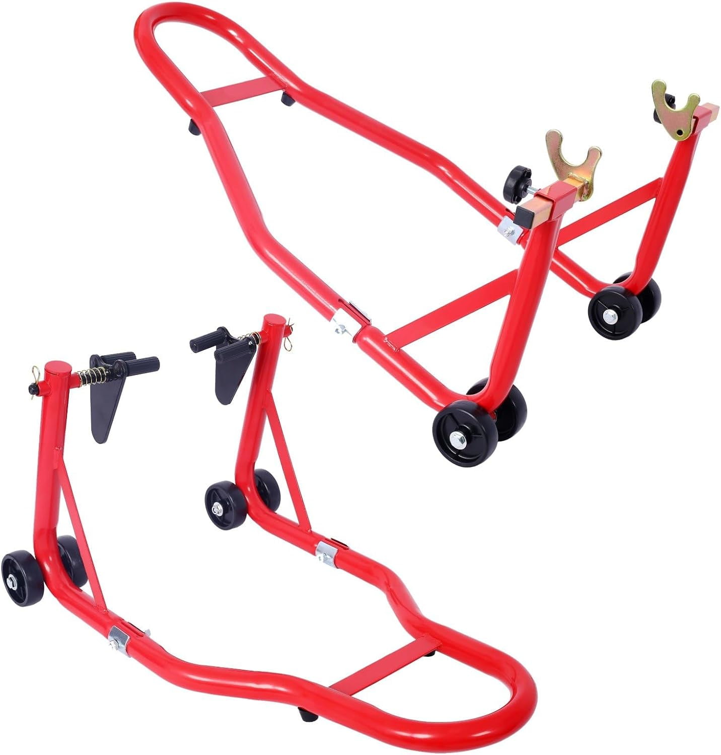 LuxyHoom Motorcycle Stand, Front and Rear Wheel Lift Combo, Heavy Duty ...