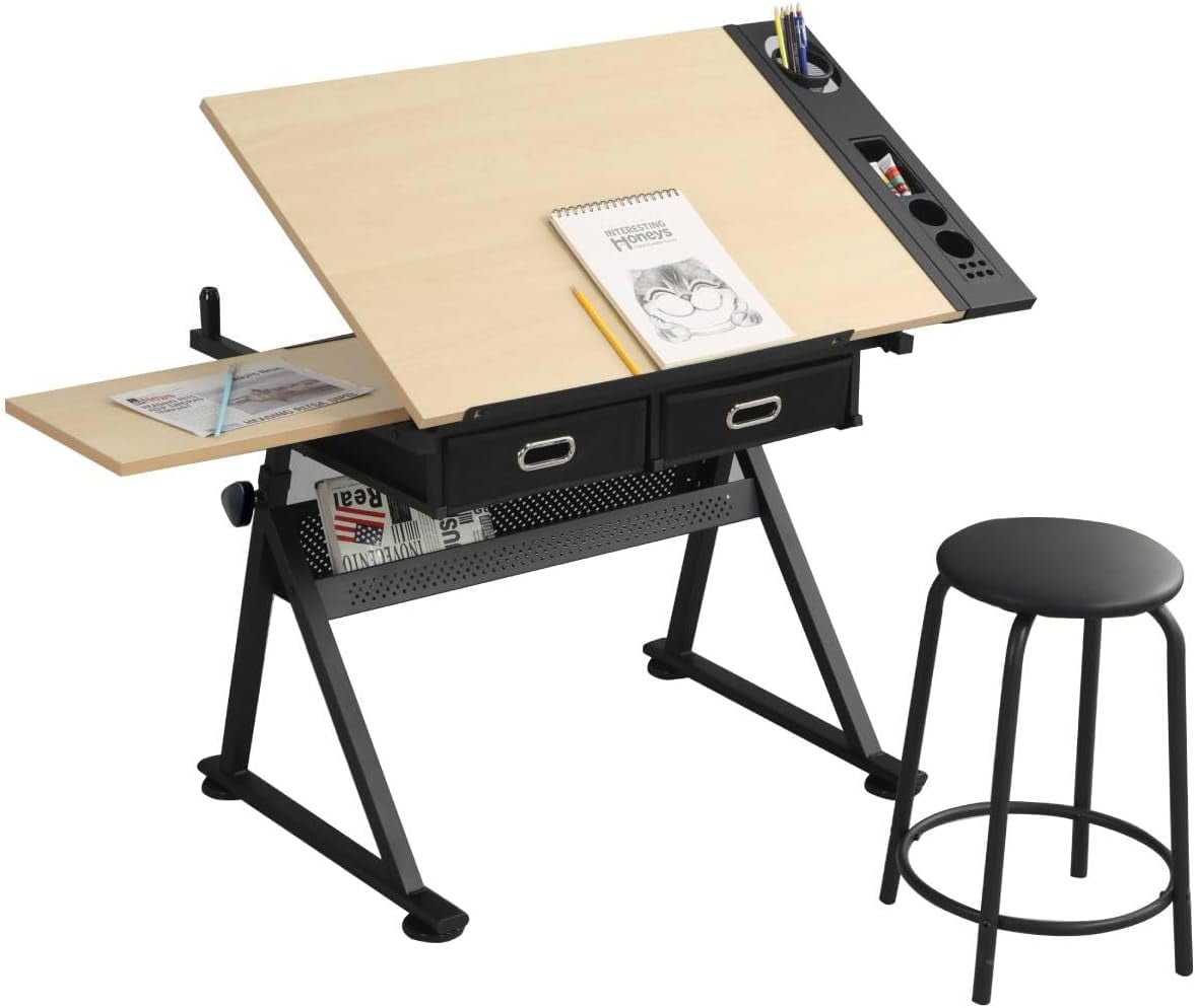 LuxyHoom Premium Drawing Draft Table - Height Adjustable Draft Drawing ...