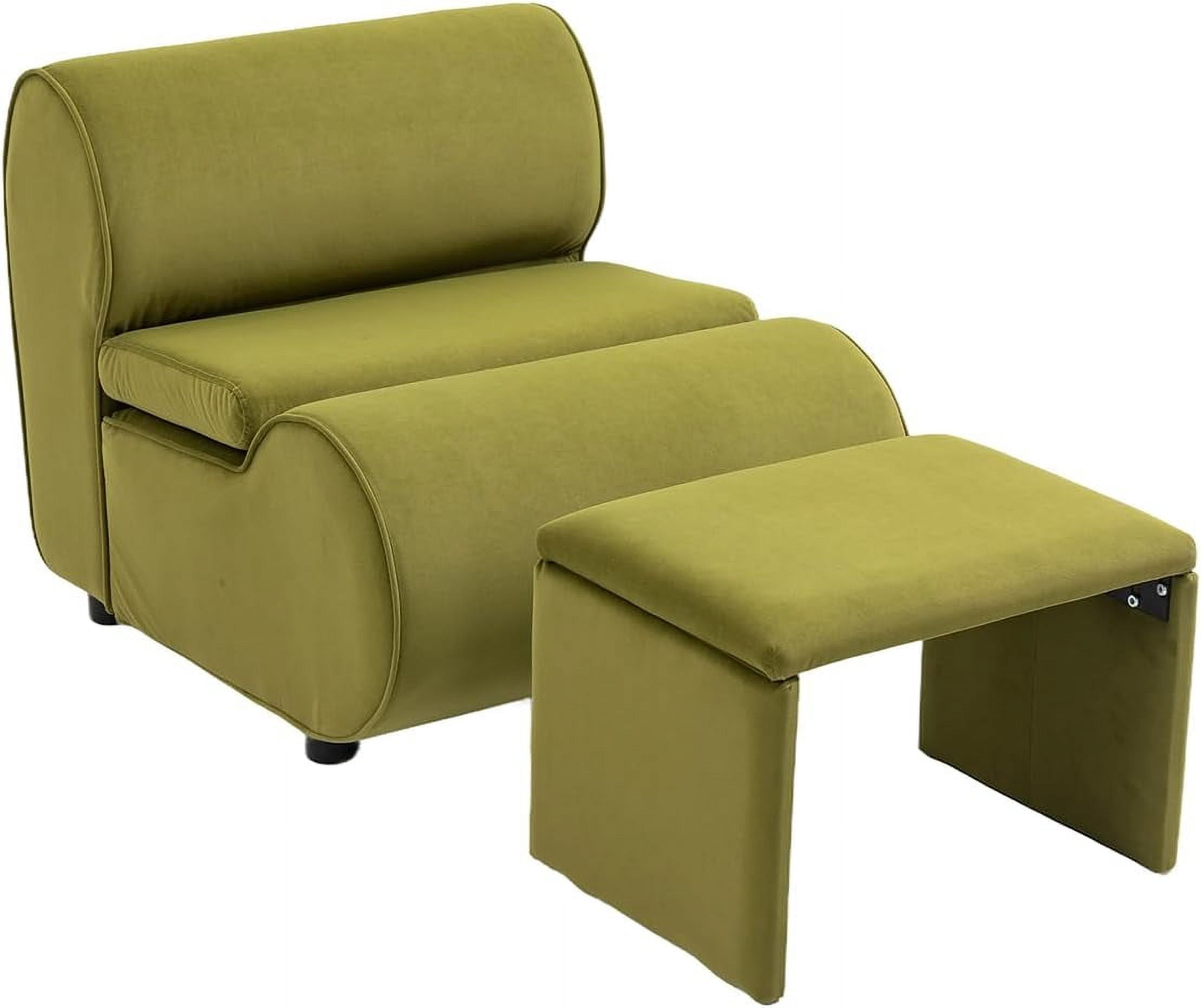LuxyHoom Velvet Accent Chair with Ottoman, Modern Living Room Reading ...