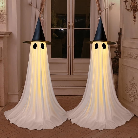 Luyimi 53.54" Battery Operated Witch Hat Ghost Halloween Decorations ...