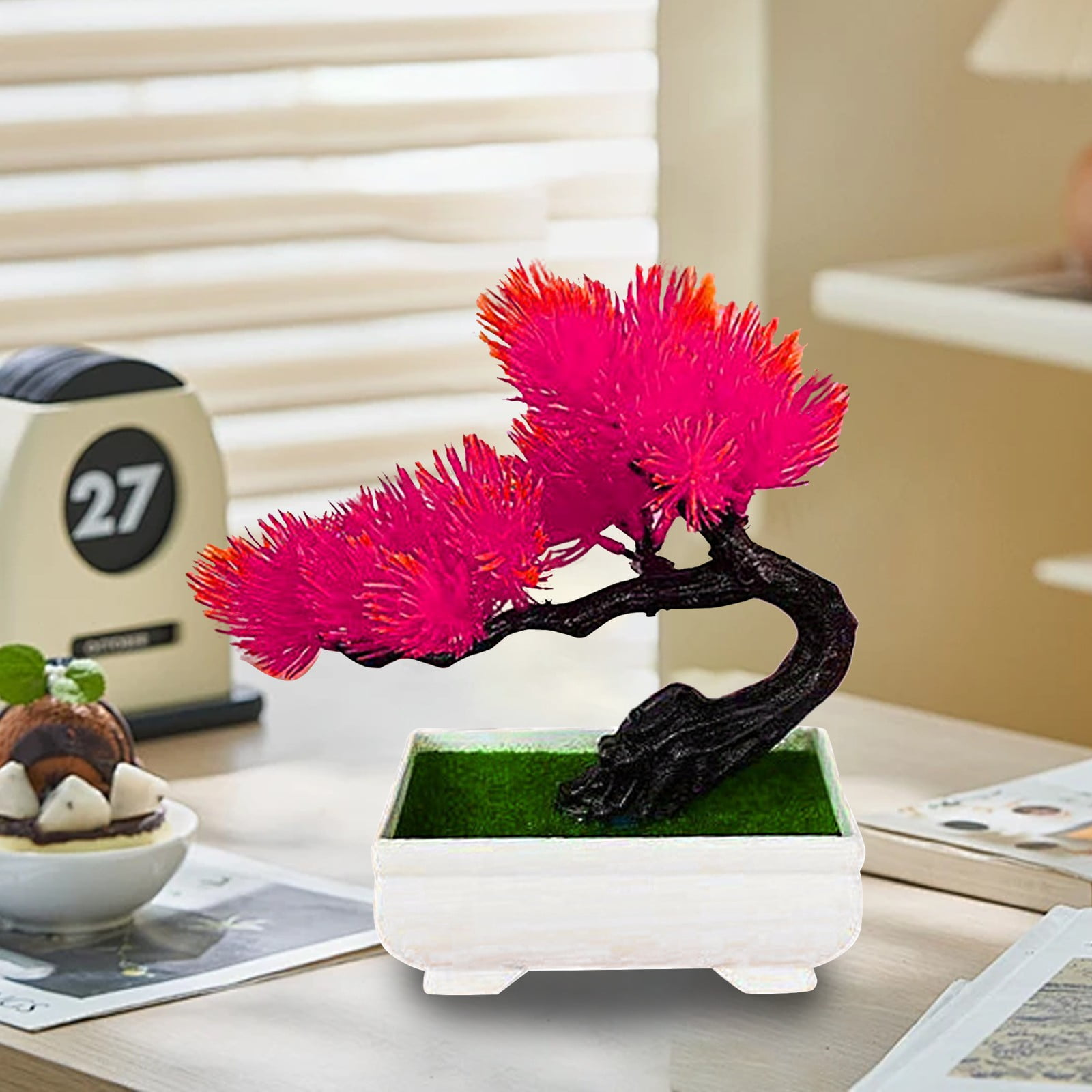 Luysn Artificial Bonsai Tree In Pot,Fish Tank Decor Artificial Plastic Bonsai Tree,Red Aquarium ...