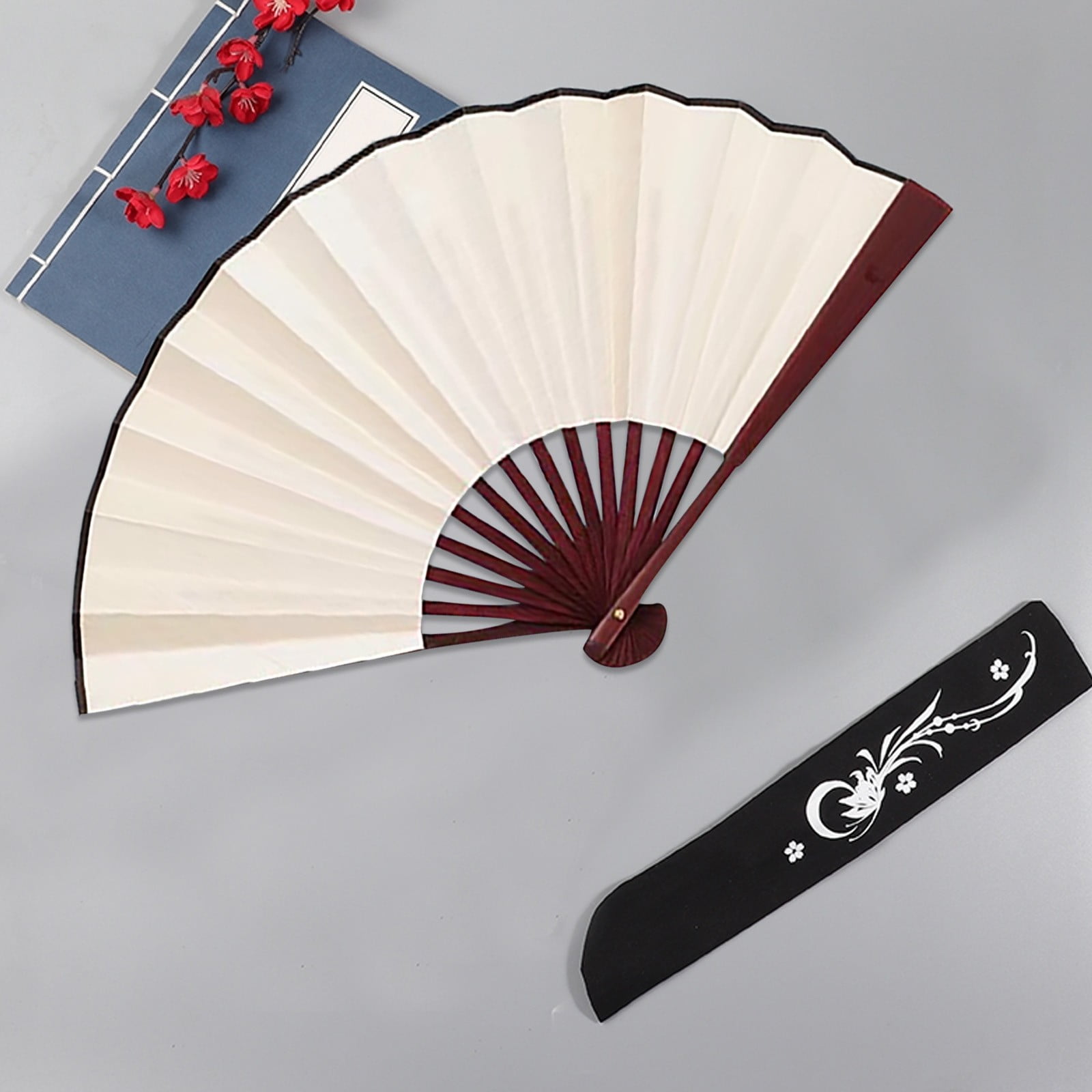 Luysn Hand Fan Foldable,Traditional Folding Fan Fabric Solid Color Fan ...