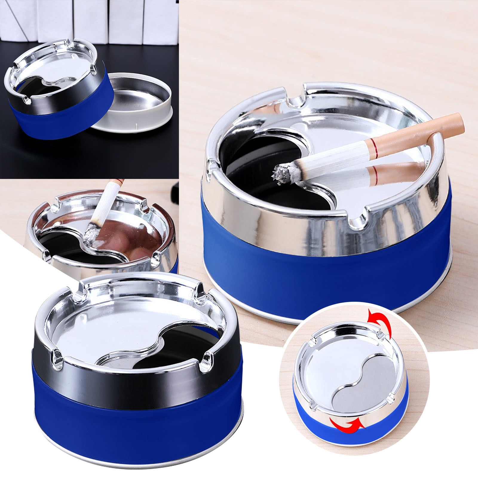 Luysn Round Push Down with Spinning Ashtray Cigarette Ashtray for ...