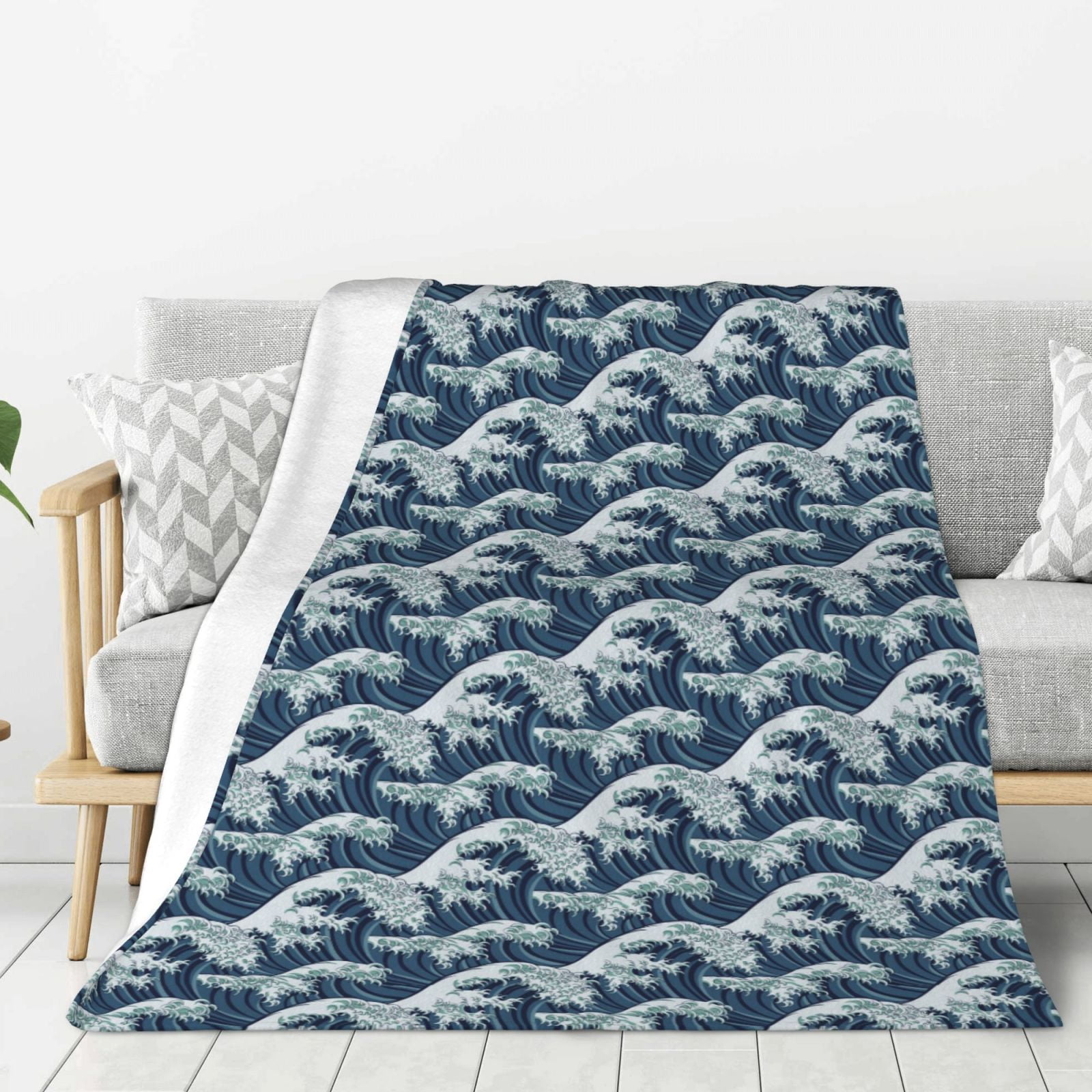 Luyuia A Japanese Great Wave Pattern Soft Throw Blanket Flannel Fleece ...
