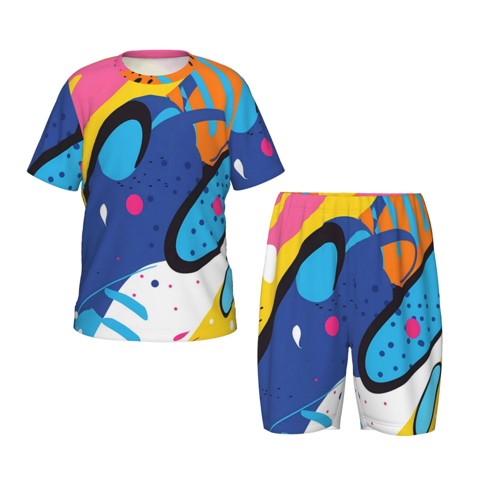 Luyuia Abstract Color Splash Print Girls' 2-Piece Tie-Dye Pajama Set ...