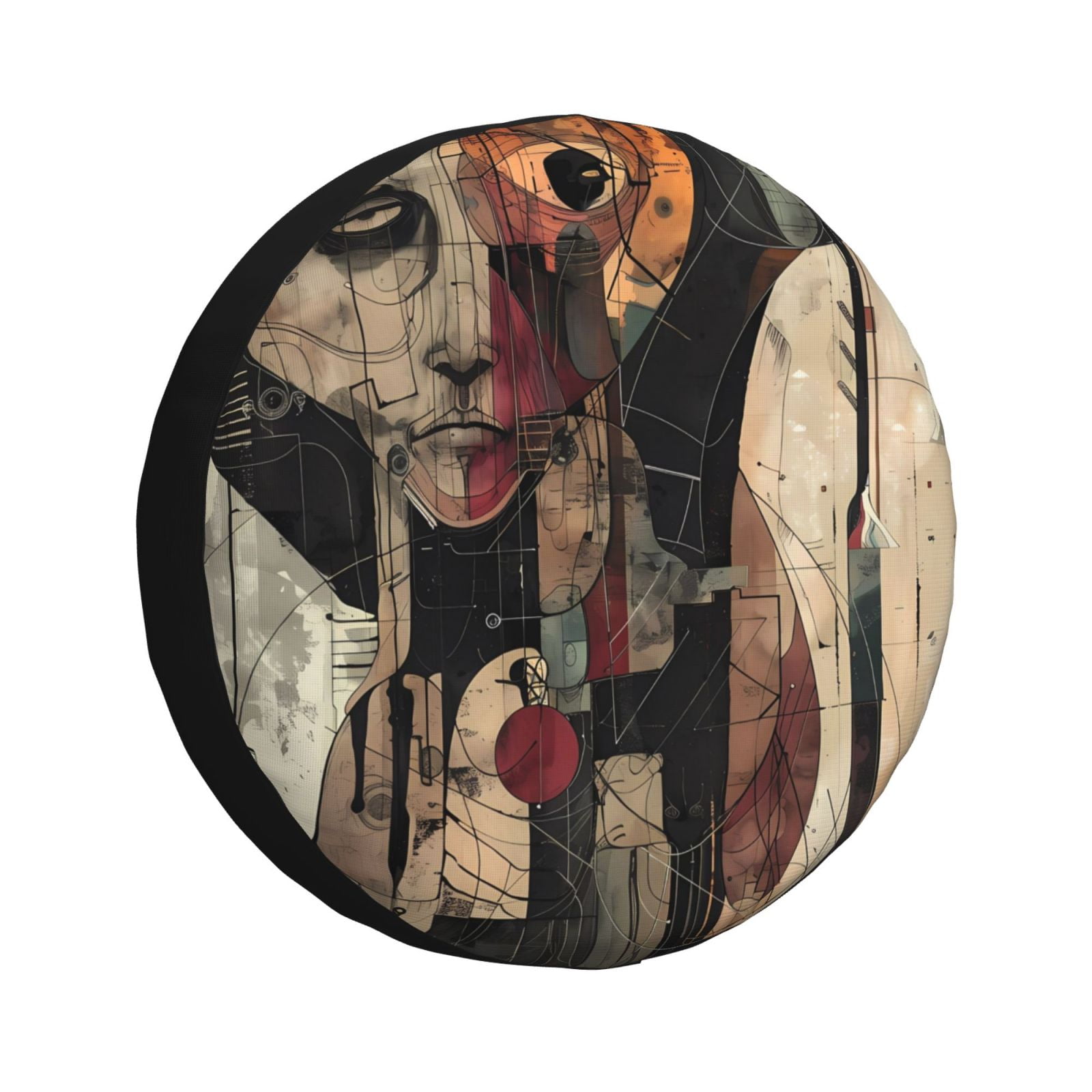 Luyuia Abstract Geometric Faces Print Waterproof Leather Tire Cover ...
