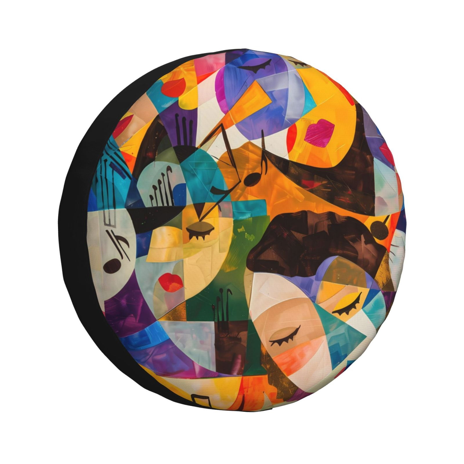 Luyuia Abstract Musical Faces Print Waterproof Leather Tire Cover ...