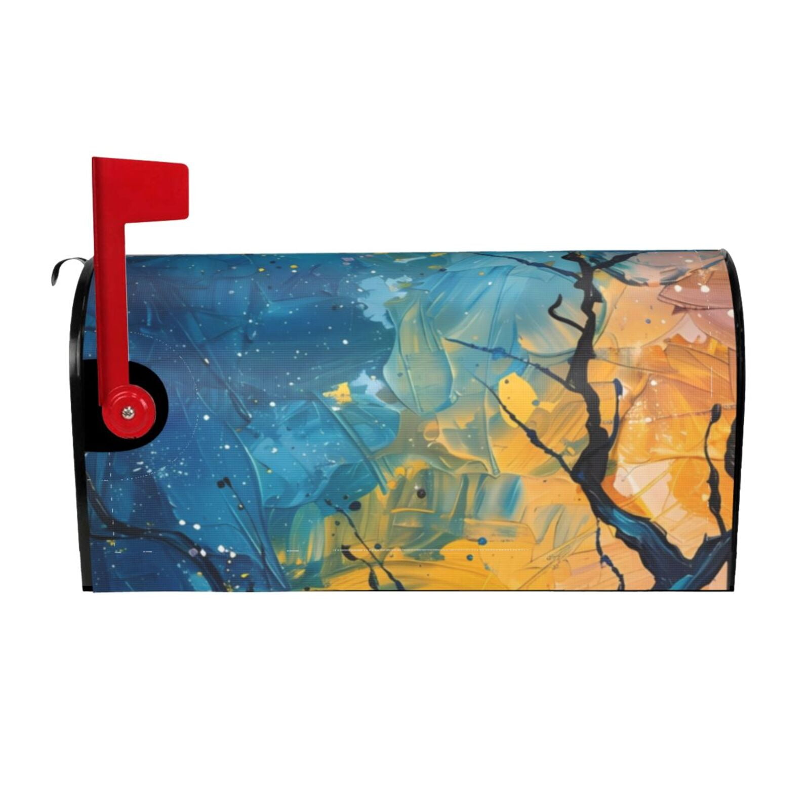 Luyuia Abstract Night Sky Tree Print Magnetic Winter Mailbox Cover ...