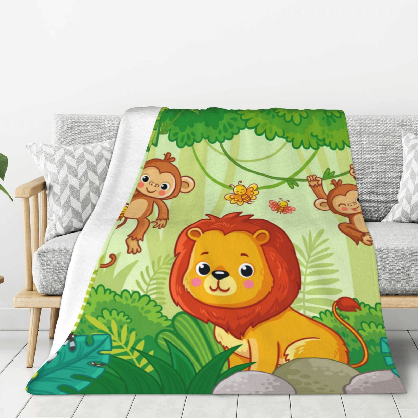 Luyuia African Animals in the Jungle Pattern Soft Throw Blanket Flannel ...