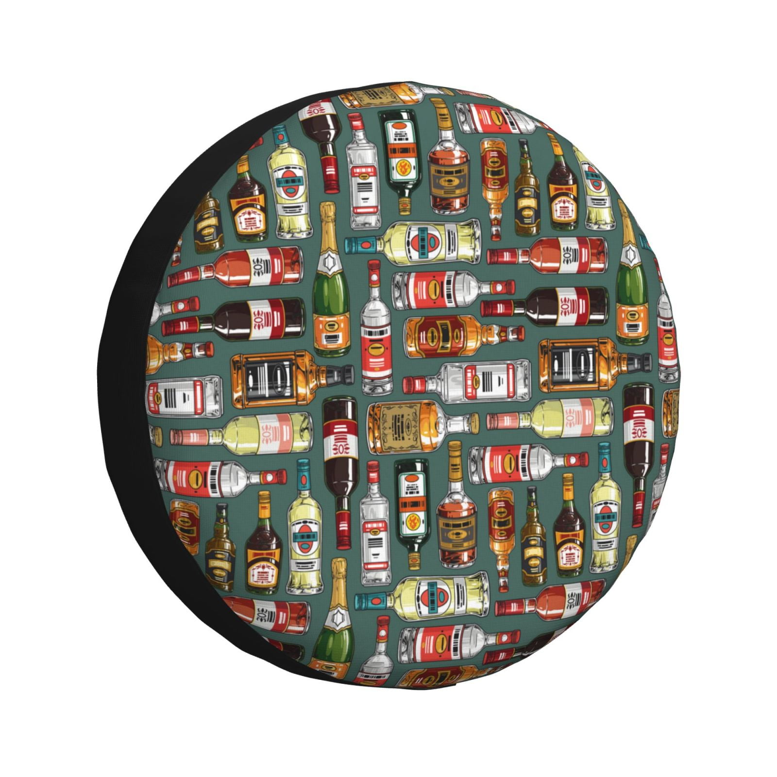 Luyuia Alcohol Bottles Print Waterproof Leather Tire Cover, Durable ...
