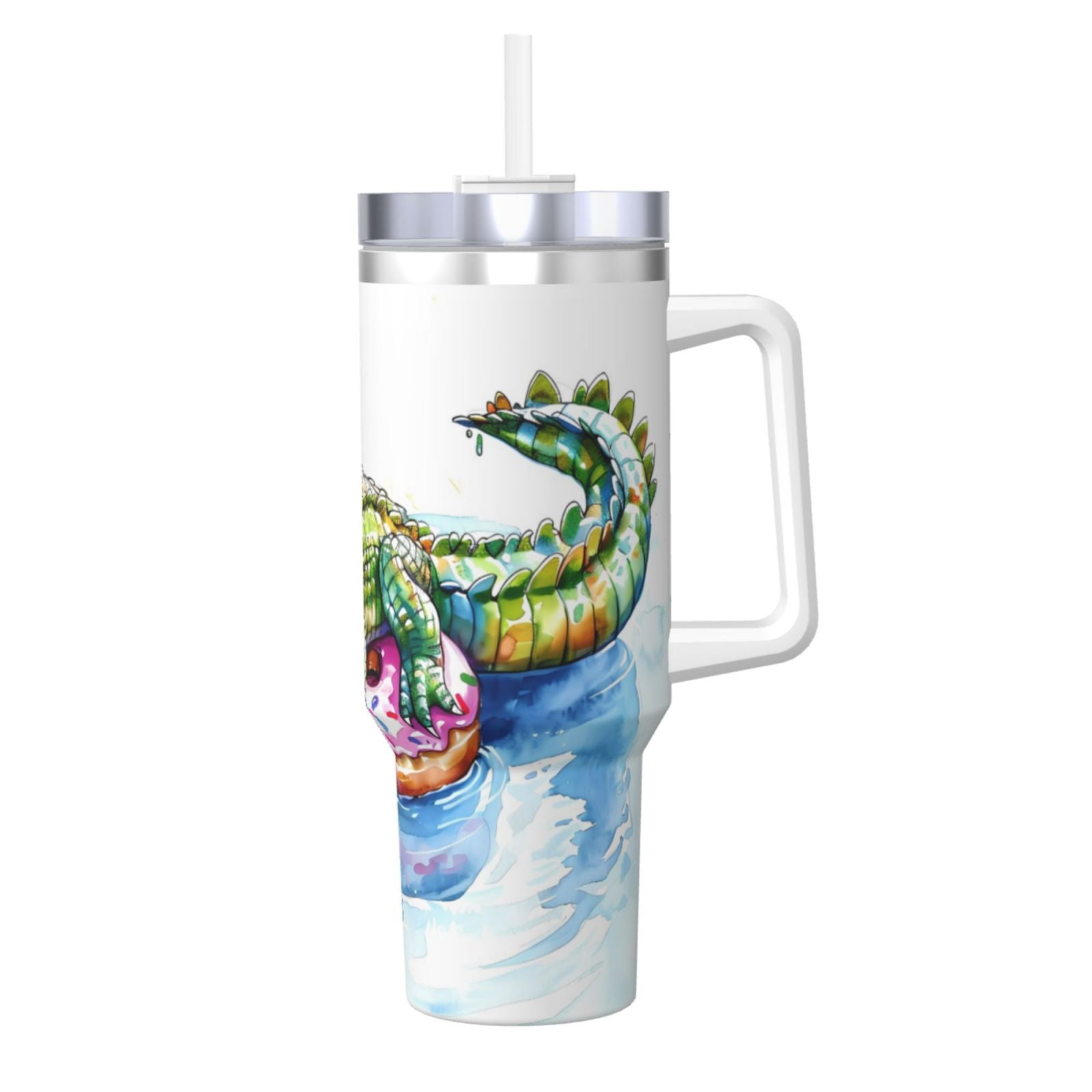 Luyuia Alligator Donut Pool Float Print Stainless Steel 40OZ Ice Bully ...