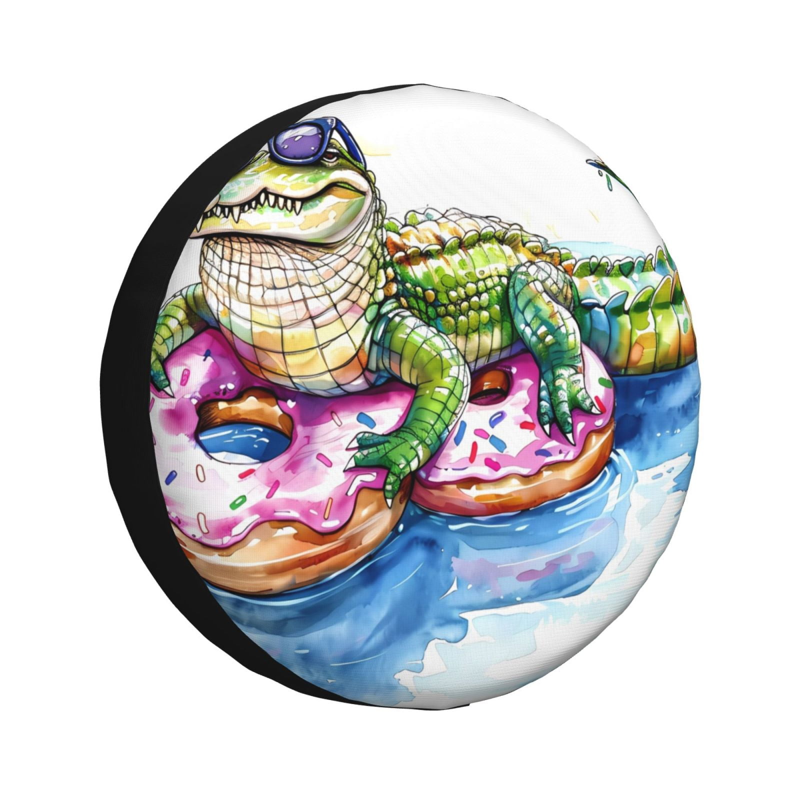 Luyuia Alligator Donut Pool Float Print Waterproof Leather Tire Cover ...