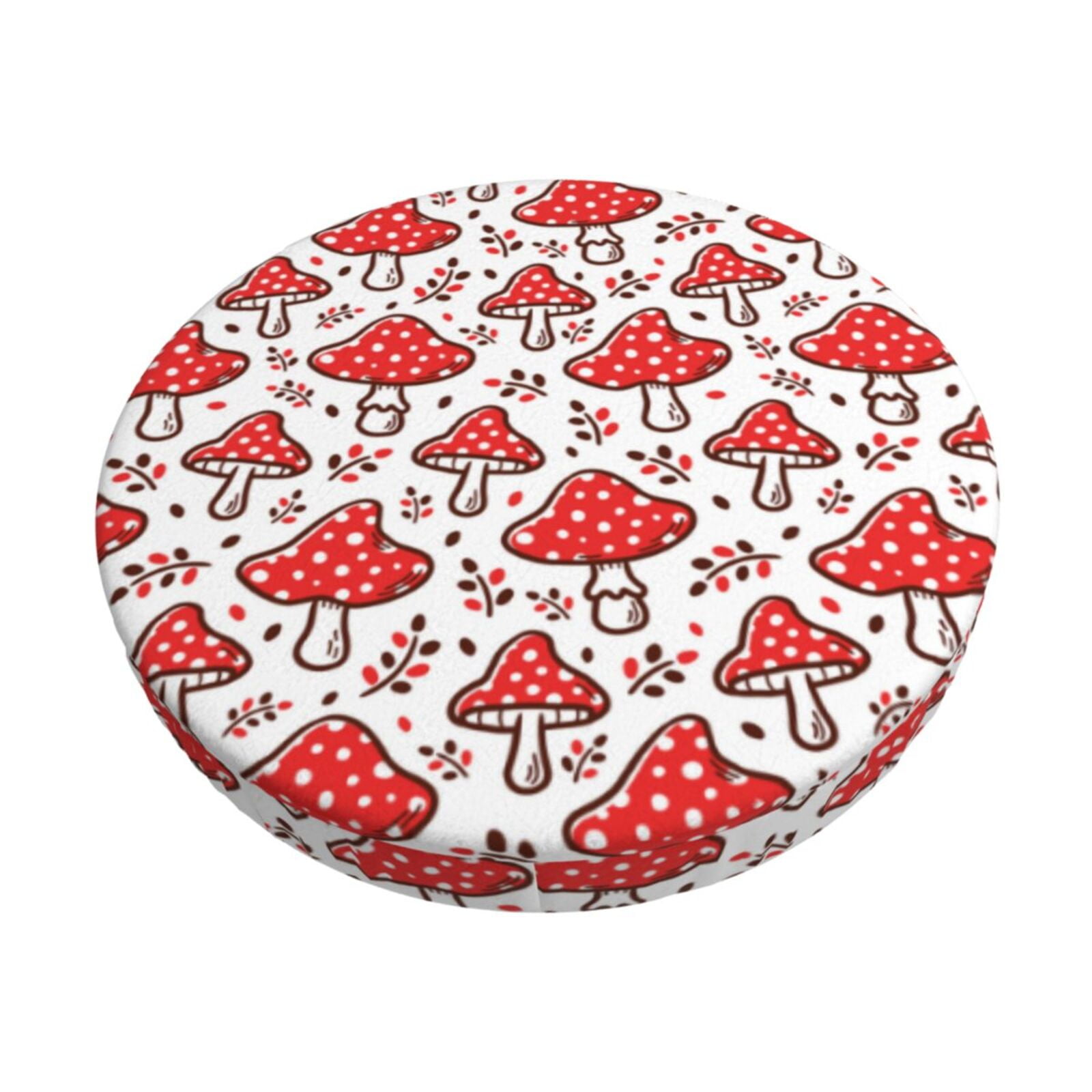 Luyuia Amanita Red Mushroom Print Bar Stool Cover Cushion, Round Seat ...