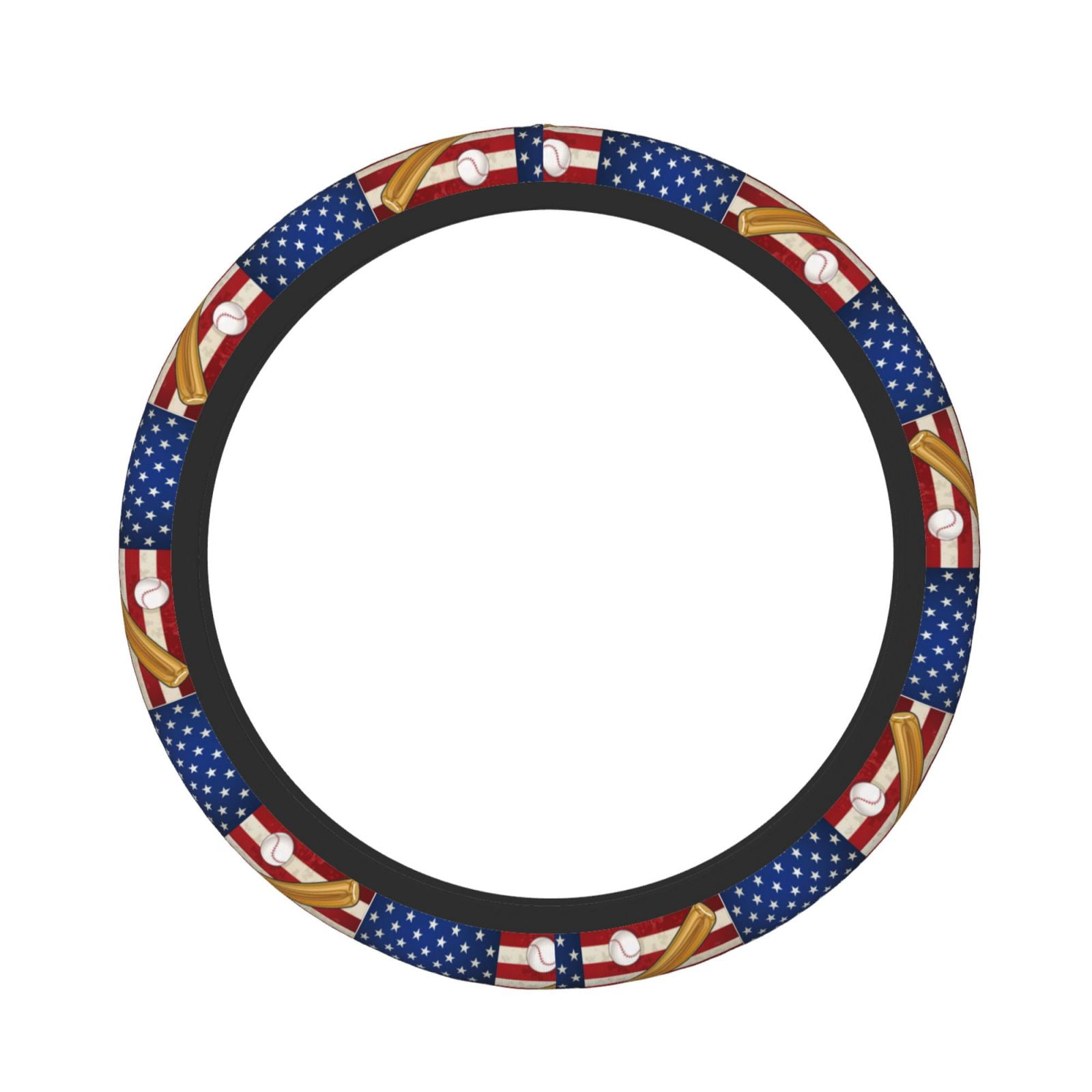 Luyuia American Flag And Baseball Print Elastic Steering Wheel Cover ...