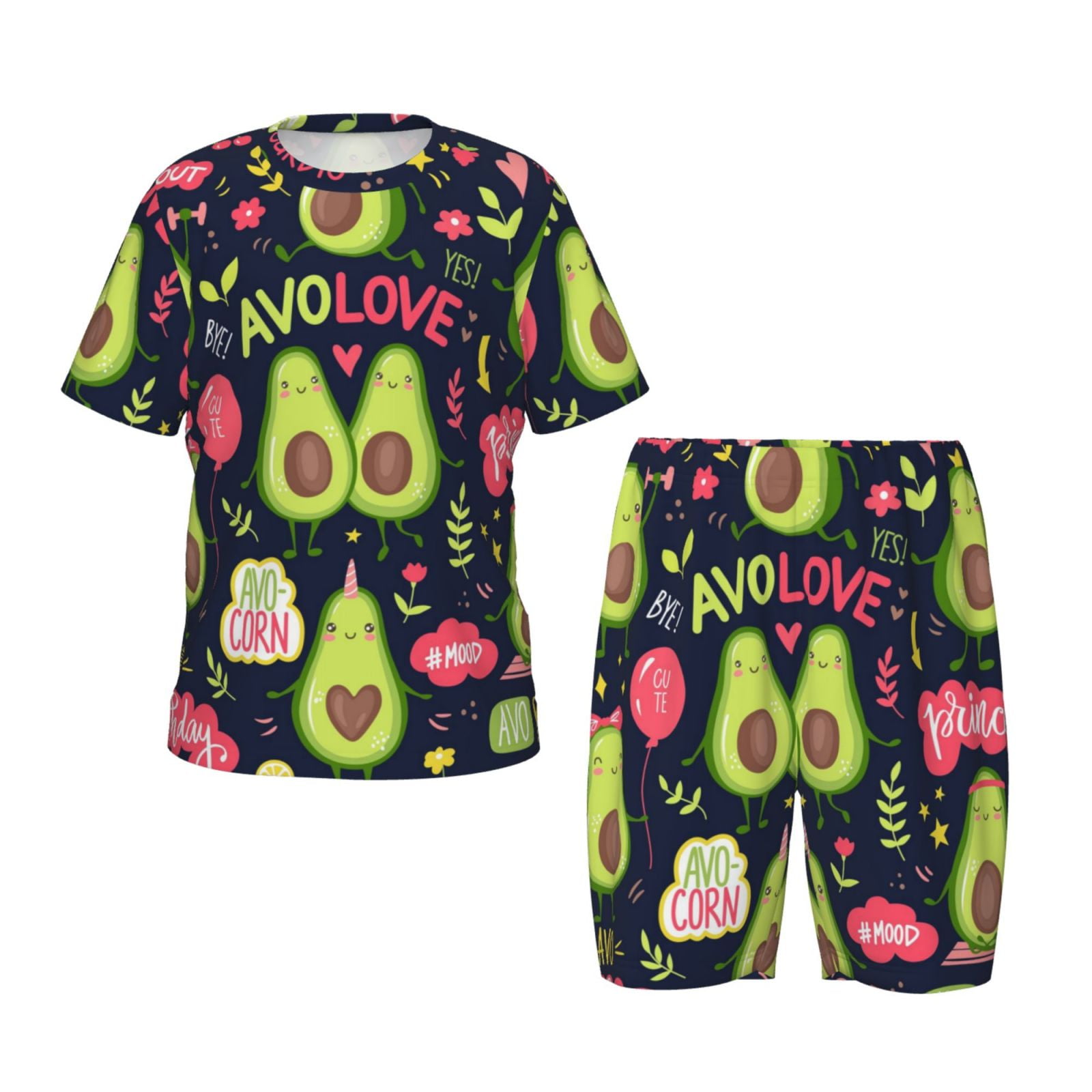 Luyuia Avocado Love Print Girls' 2-Piece Tie-Dye Pajama Set, Cute ...
