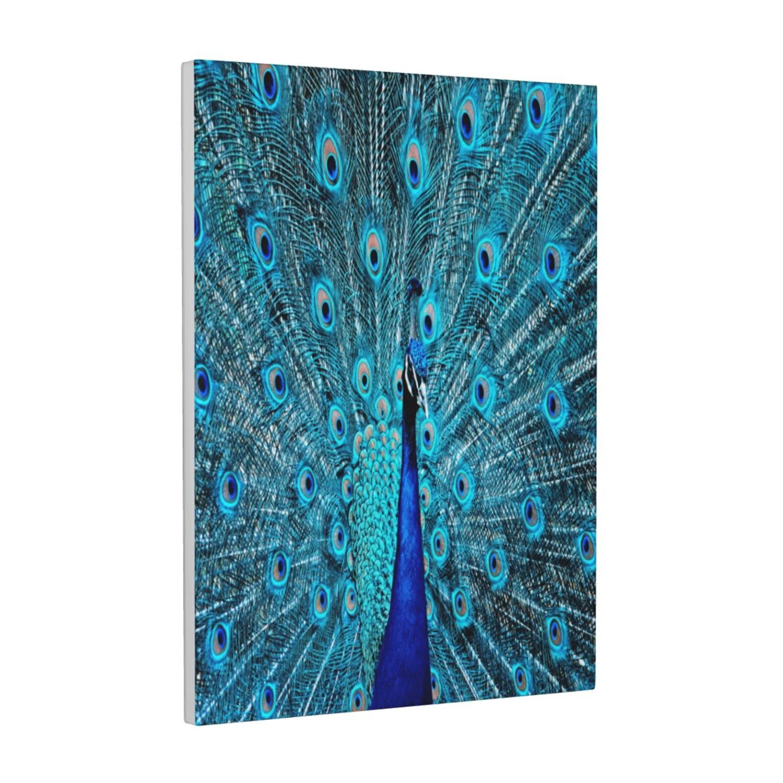 Luyuia Beautiful Blue Peacock Print Canvas Wall Art - Waterproof HD ...
