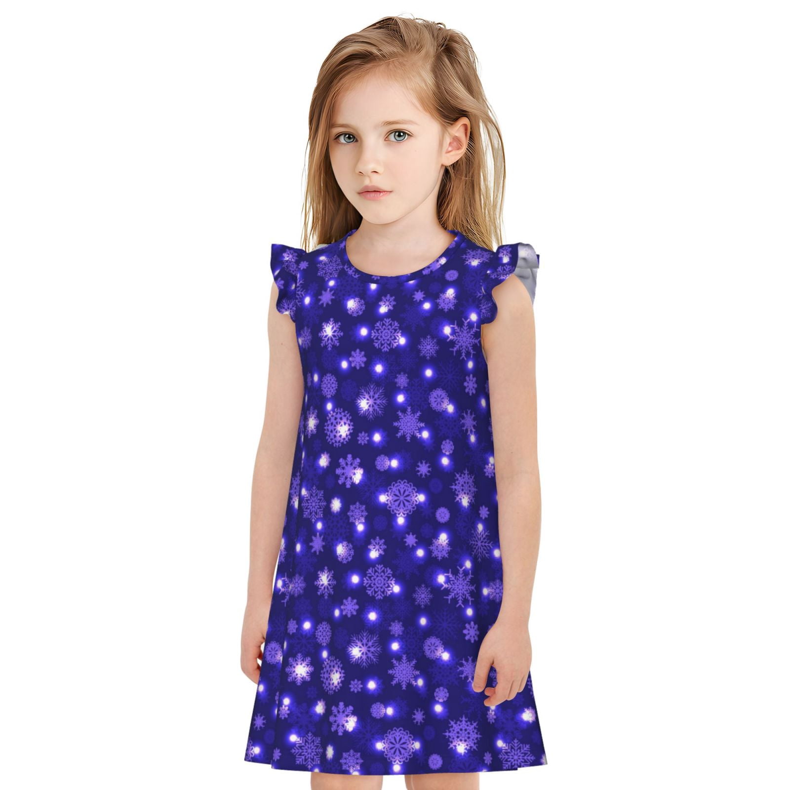 Luyuia Beautiful Purple Snowflakes Print Girls' Princess Nightgown ...