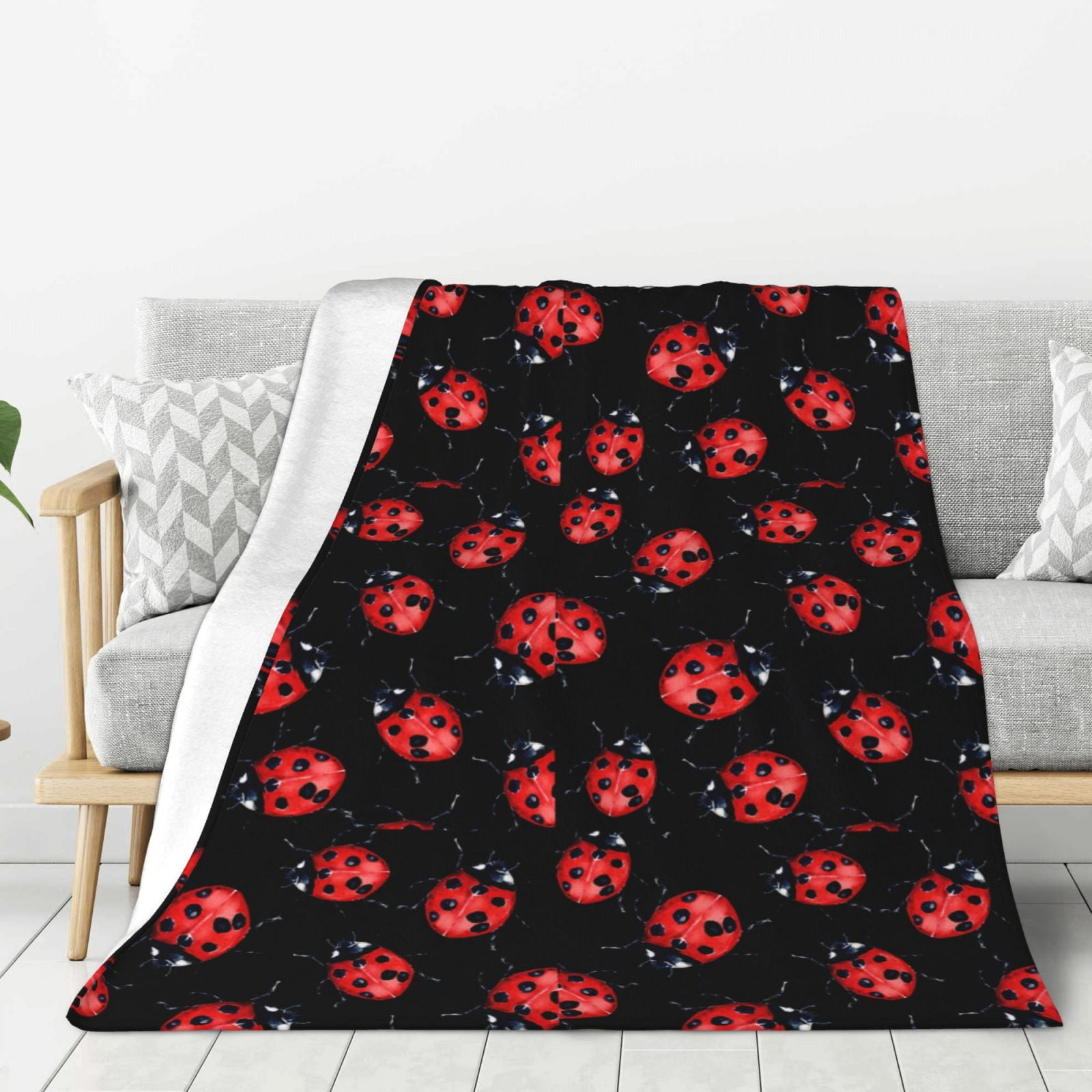 Luyuia Beautiful Red Ladybug Pattern Soft Throw Blanket Flannel Fleece ...