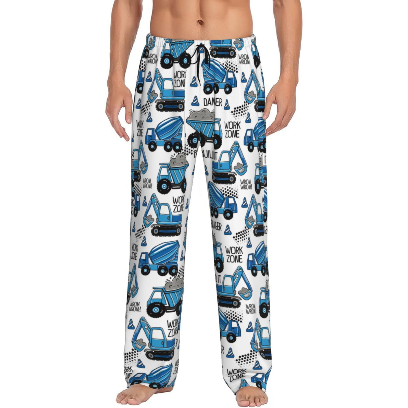 Luyuia Blue Excavator Print Men's Straight Lounge Pajama Pants - The ...