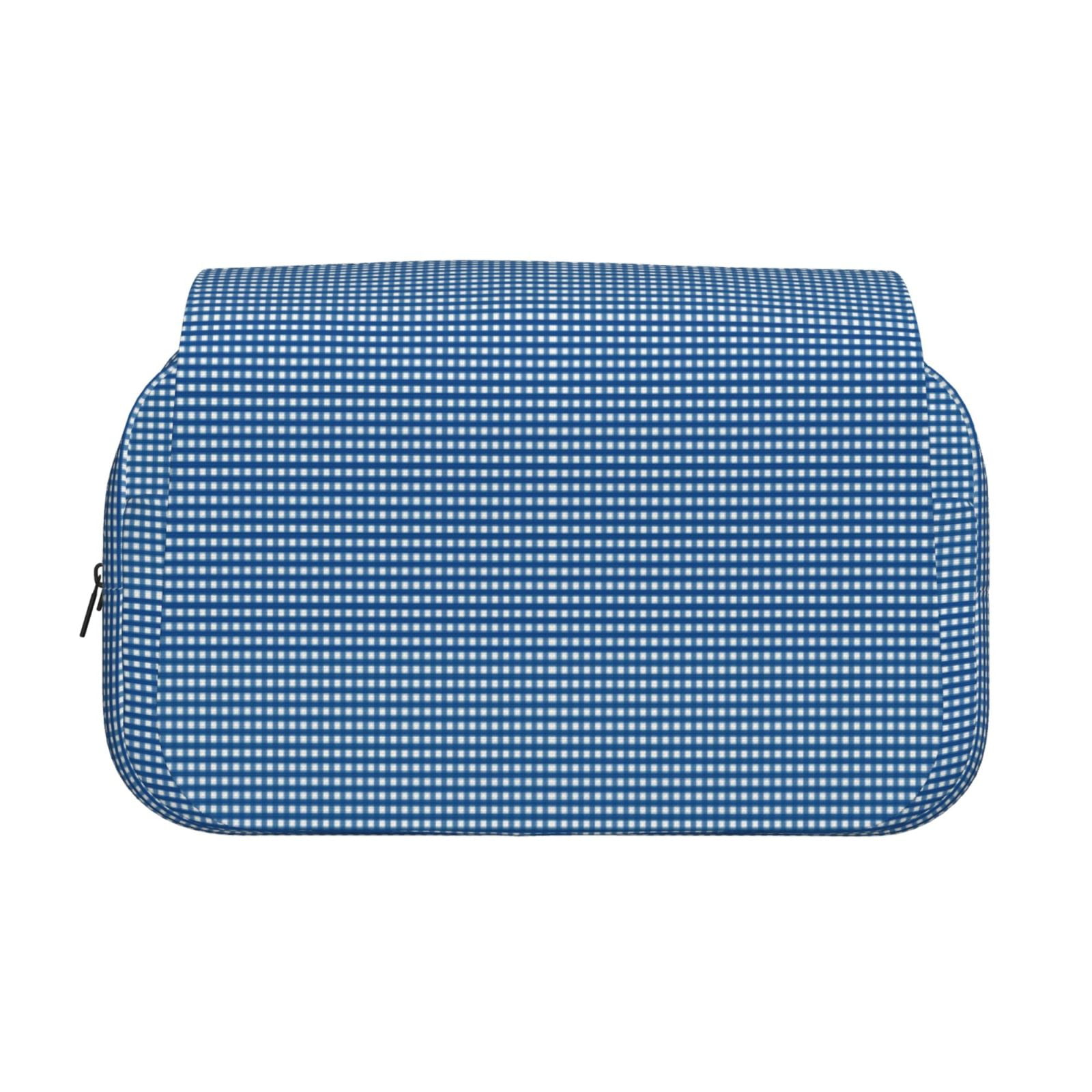 Luyuia Blue Gingham Pattern Double Zipper Pen Case Oxford Clamshell ...