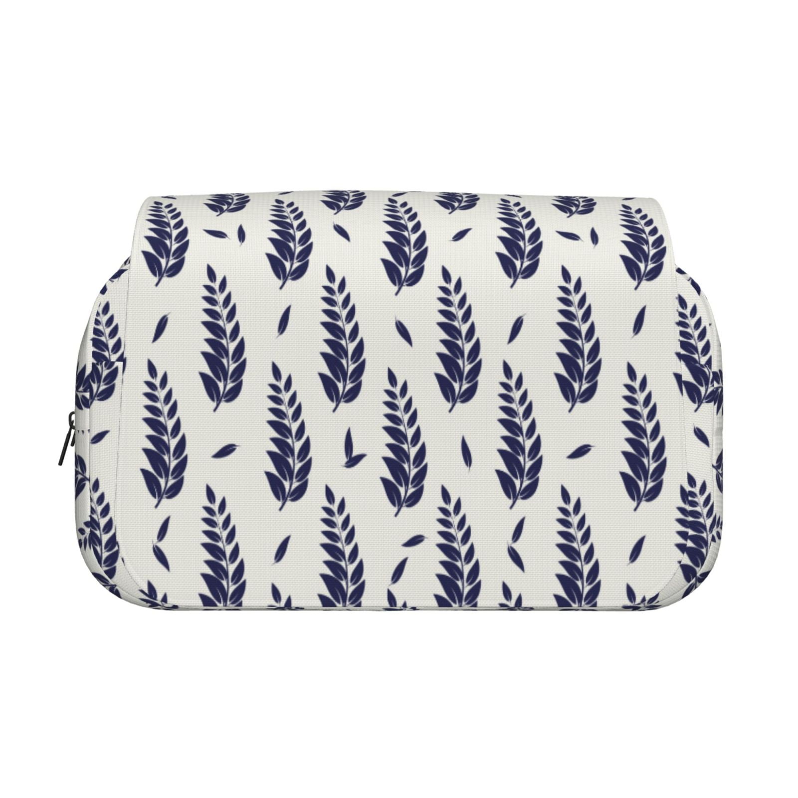 Luyuia Blue Leaves Pattern Double Zipper Pen Case Oxford Clamshell ...