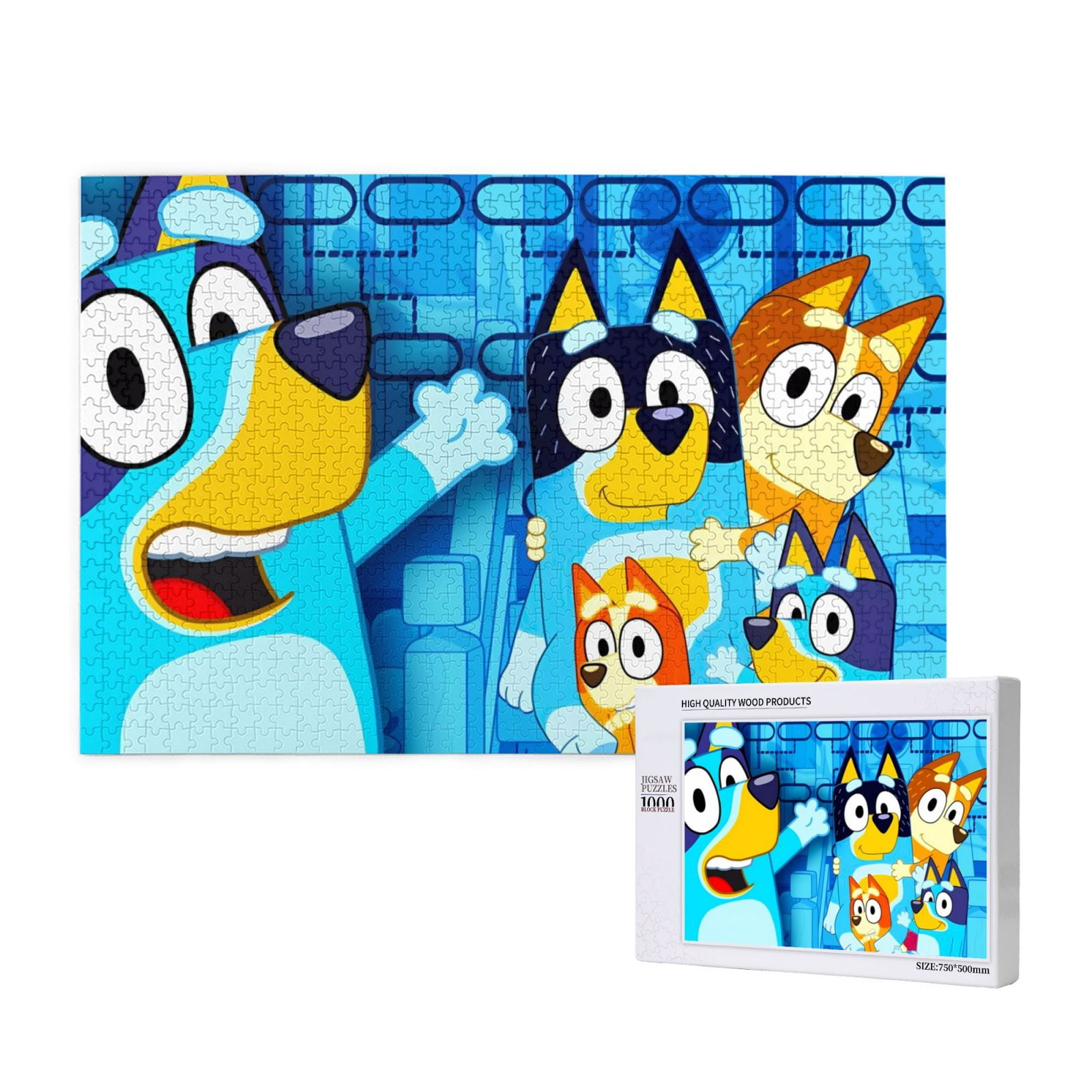 Luyuia Bluey Print 1000-Piece Printed Picture Puzzle, Horizontal Design ...