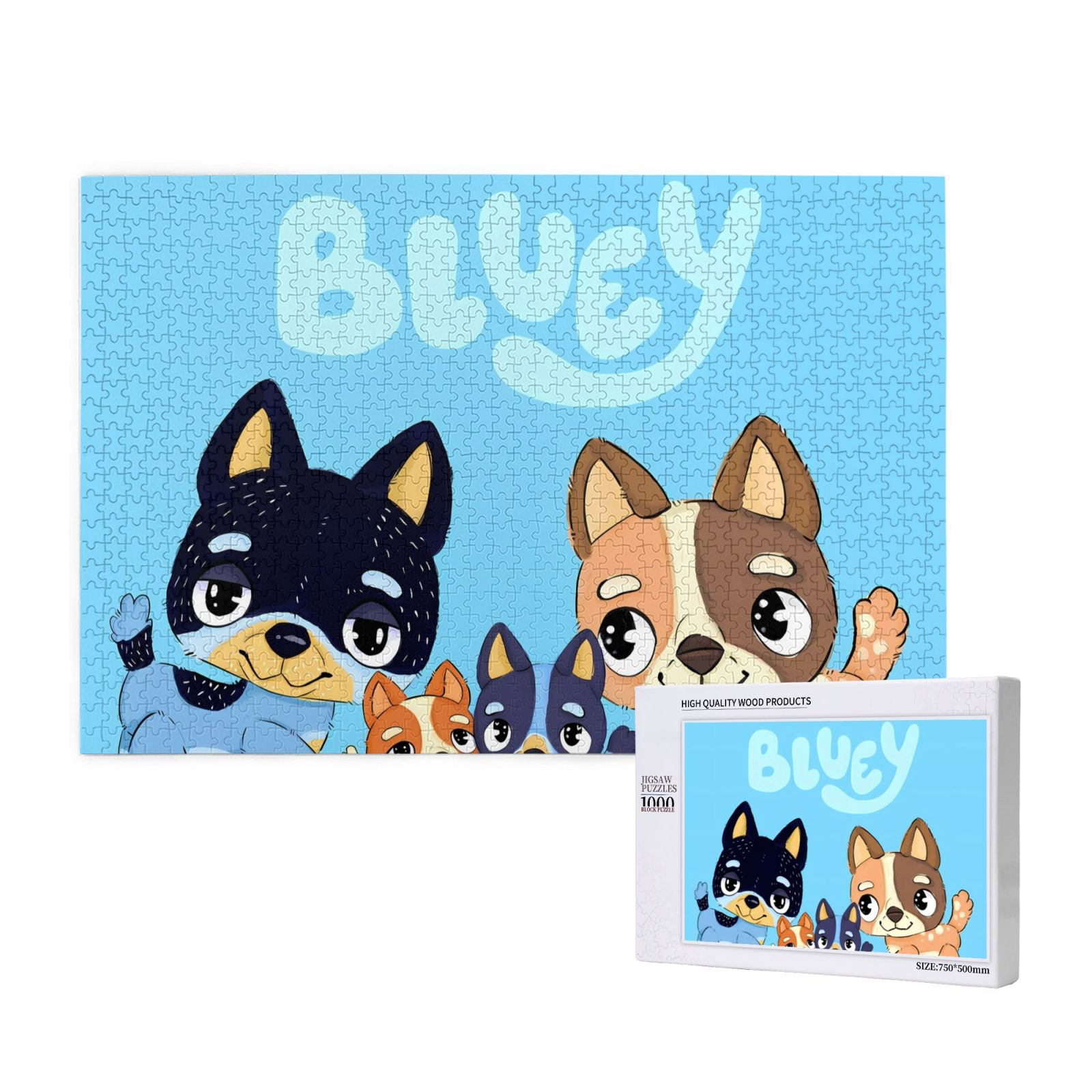 Luyuia Bluey Print 1000-Piece Printed Picture Puzzle, Horizontal Design ...