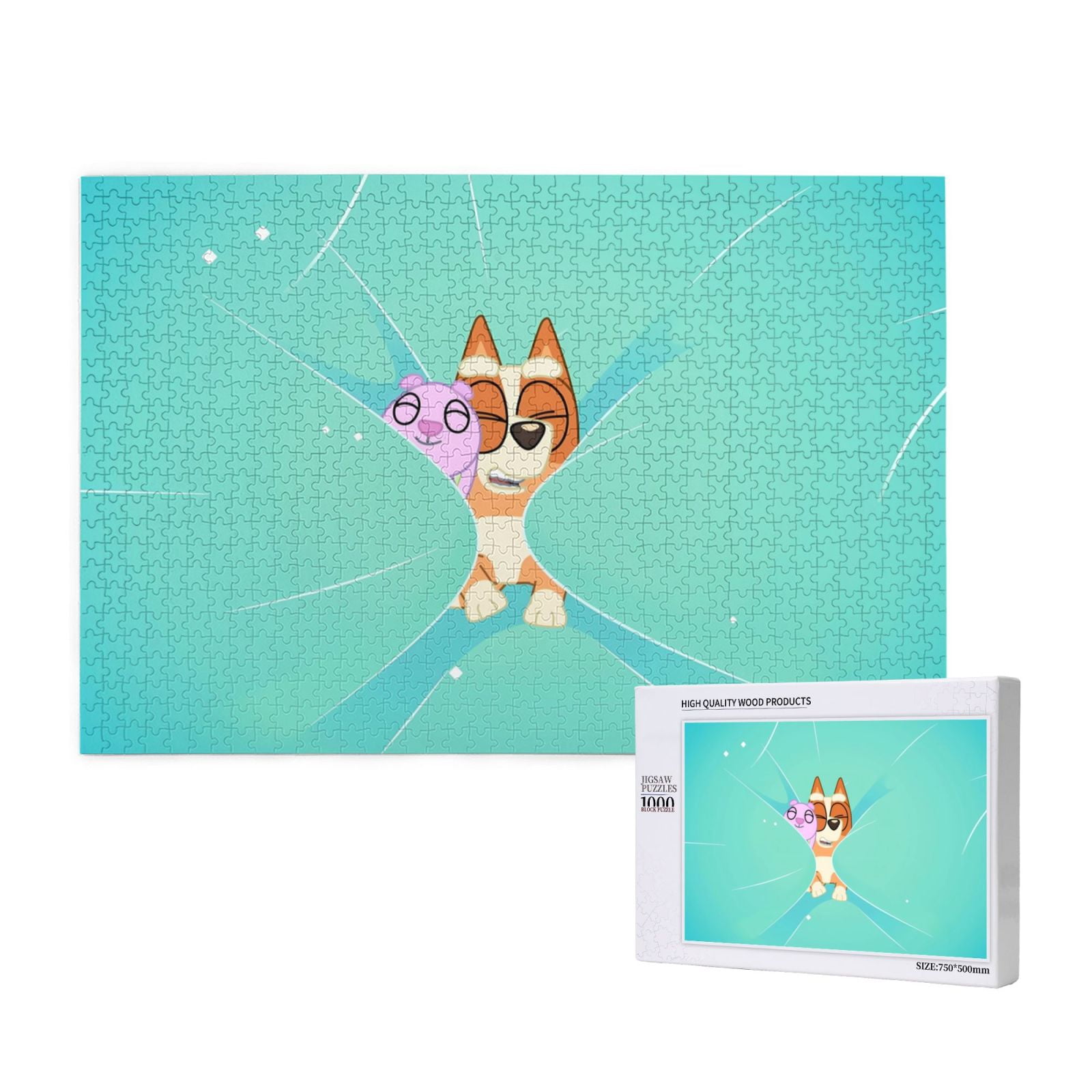 Luyuia Bluey Print 1000-Piece Printed Picture Puzzle, Horizontal Design ...