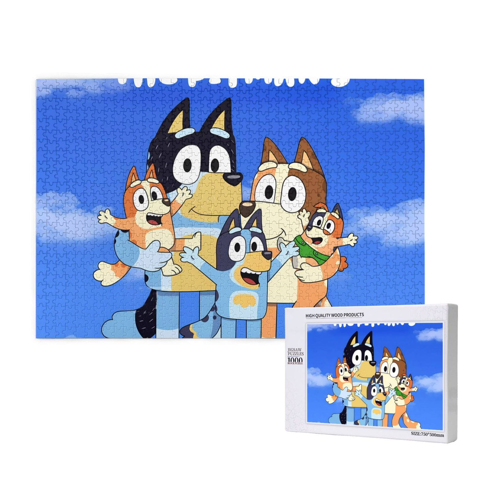 Luyuia Bluey Print 1000-Piece Printed Picture Puzzle, Horizontal Design ...