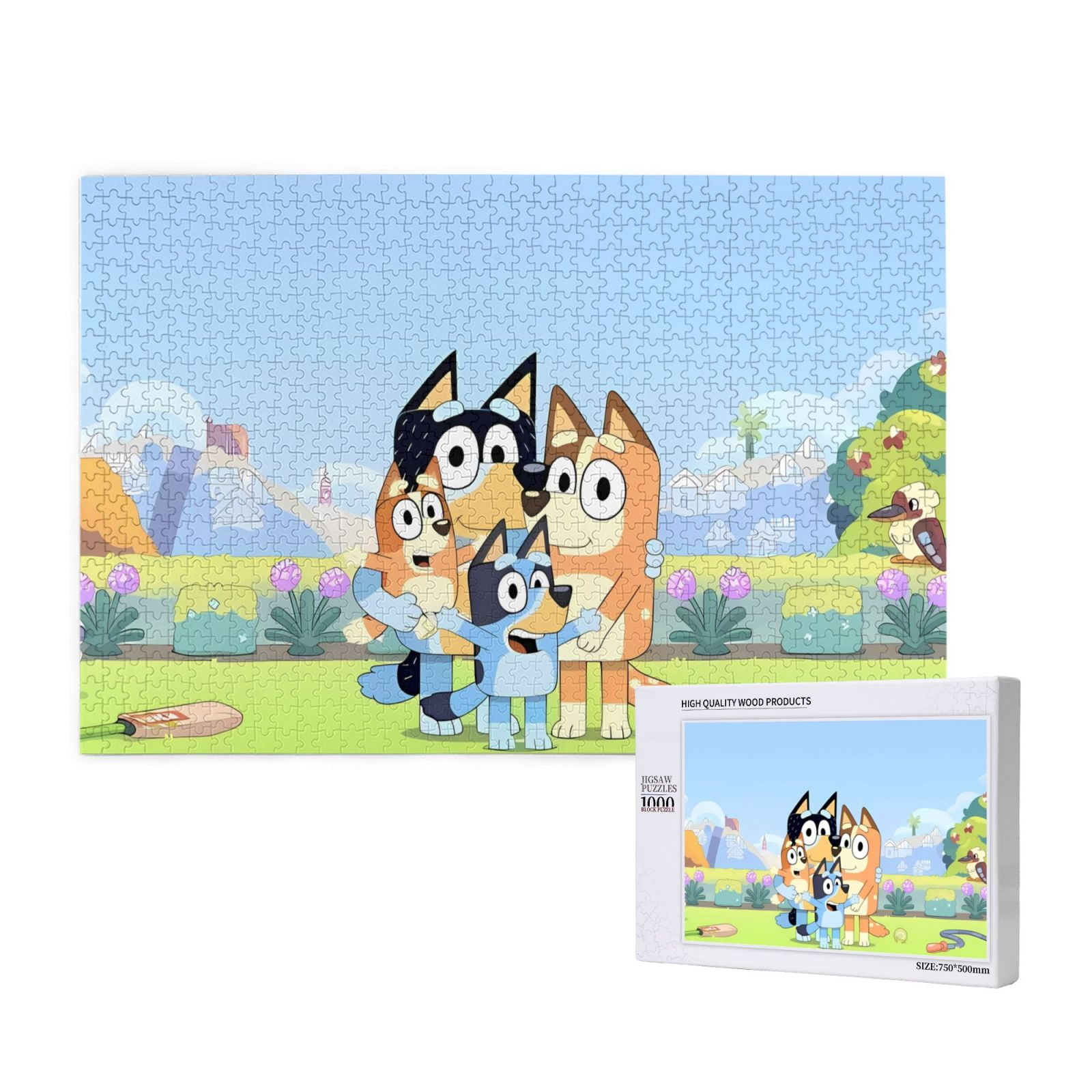 Luyuia Bluey Print 1000-Piece Printed Picture Puzzle, Horizontal Design ...