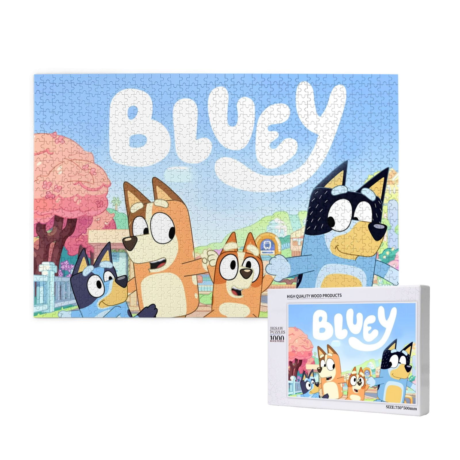 Luyuia Bluey Print 1000-Piece Printed Picture Puzzle, Horizontal Design ...
