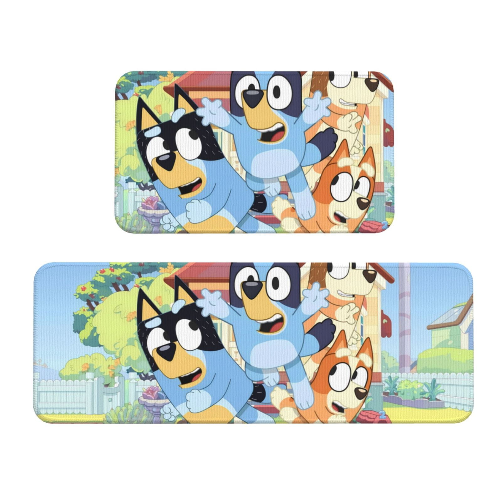 Luyuia Bluey Printed 2-Piece Kitchen Rug Set, Non-Slip Cushioned Mats ...