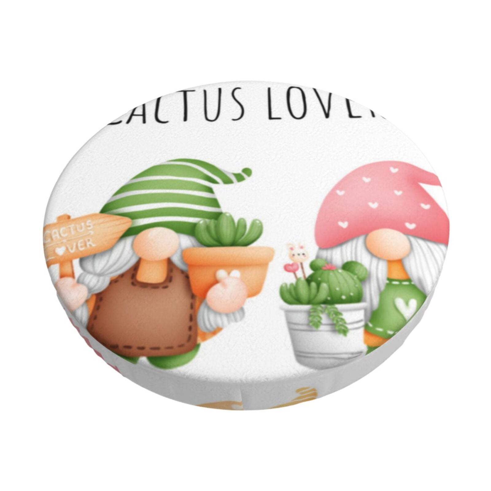 Luyuia Cactus Gnome Print Bar Stool Cover Cushion, Round Seat Cushion ...