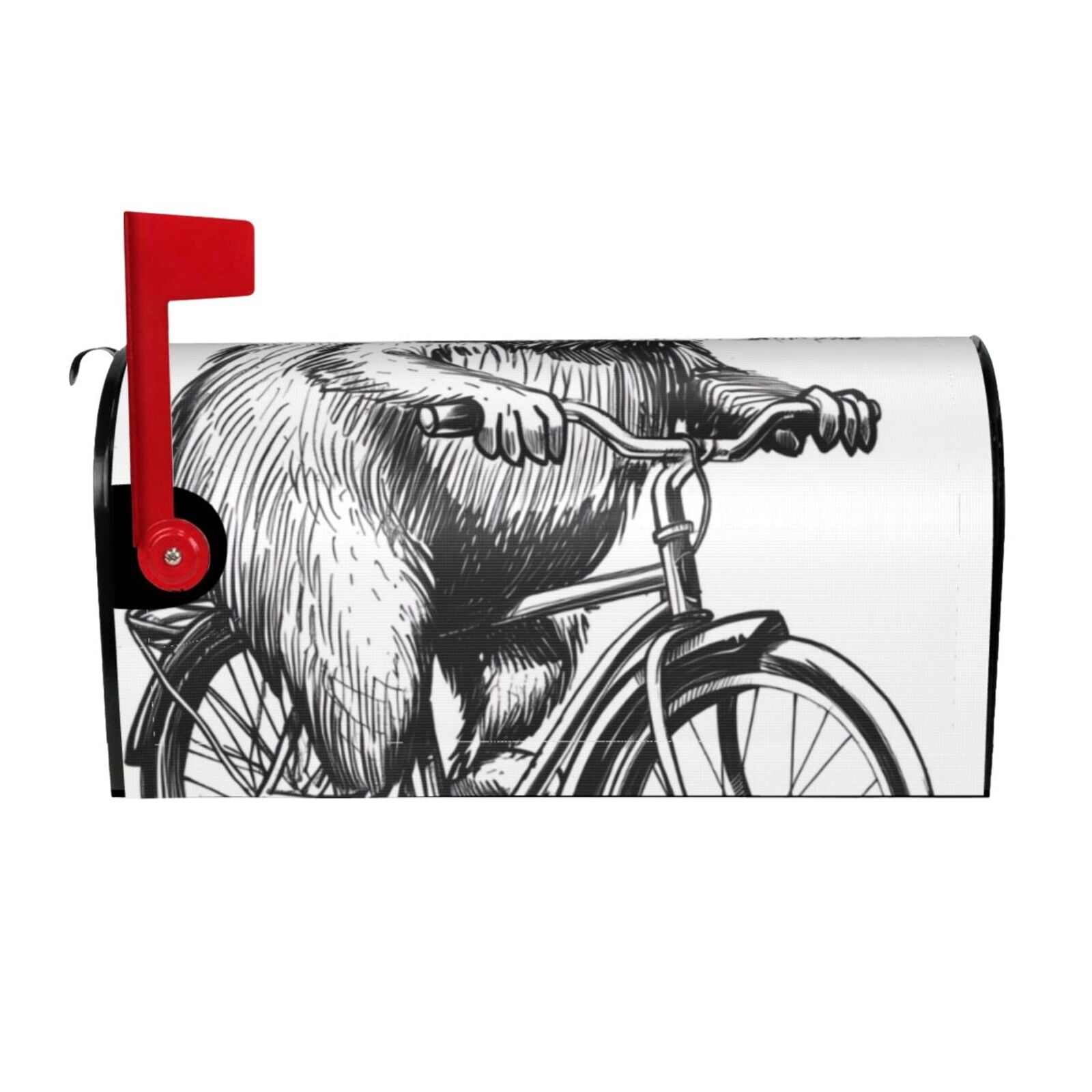 Luyuia Capybara Riding Bicycle Print Magnetic Winter Mailbox Cover ...