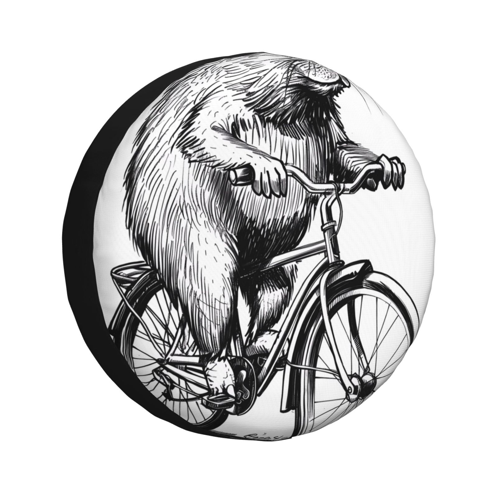 Luyuia Capybara Riding Bicycle Print Waterproof Leather Tire Cover ...