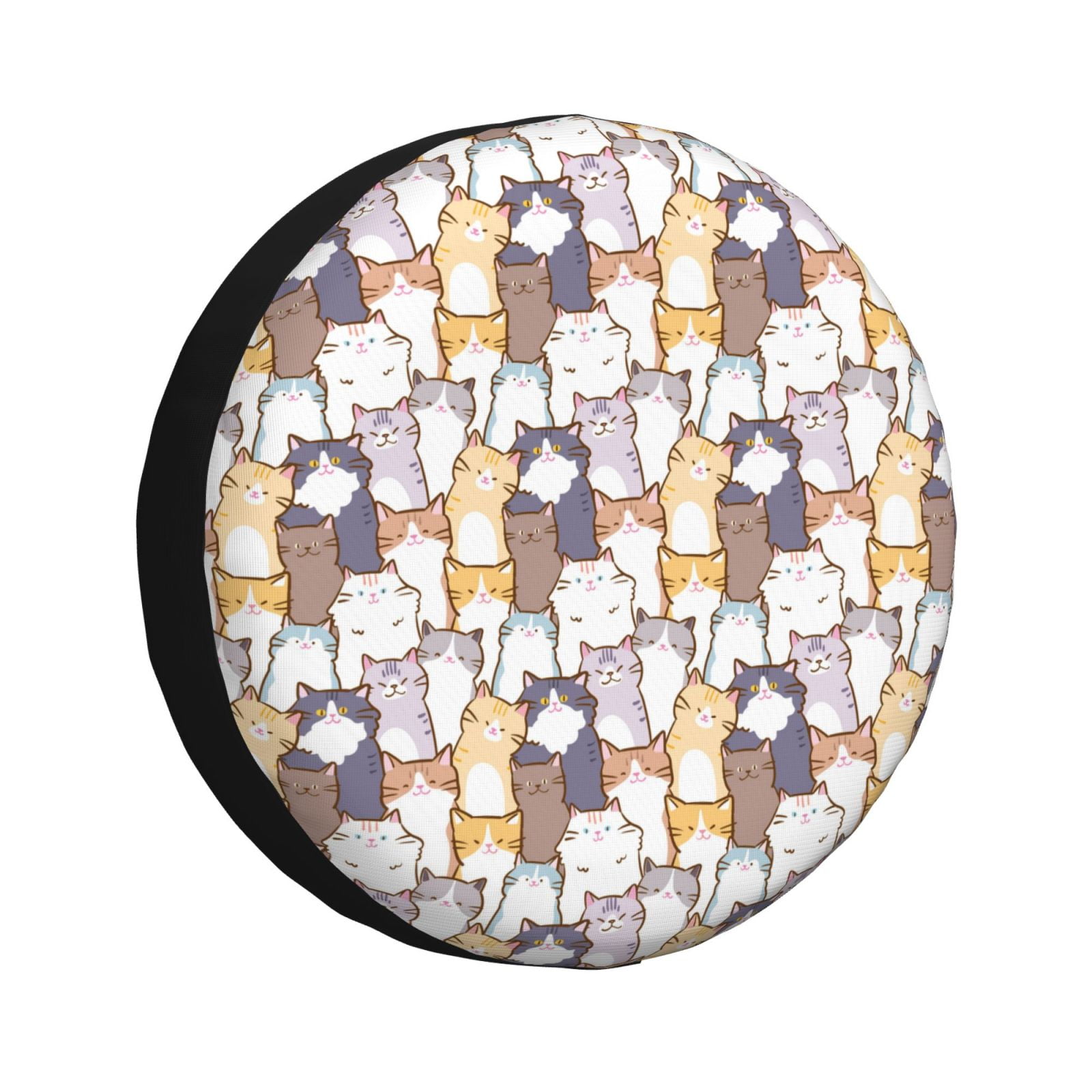 Luyuia Cartoon Cat Print Waterproof Leather Tire Cover, Durable Wheel ...