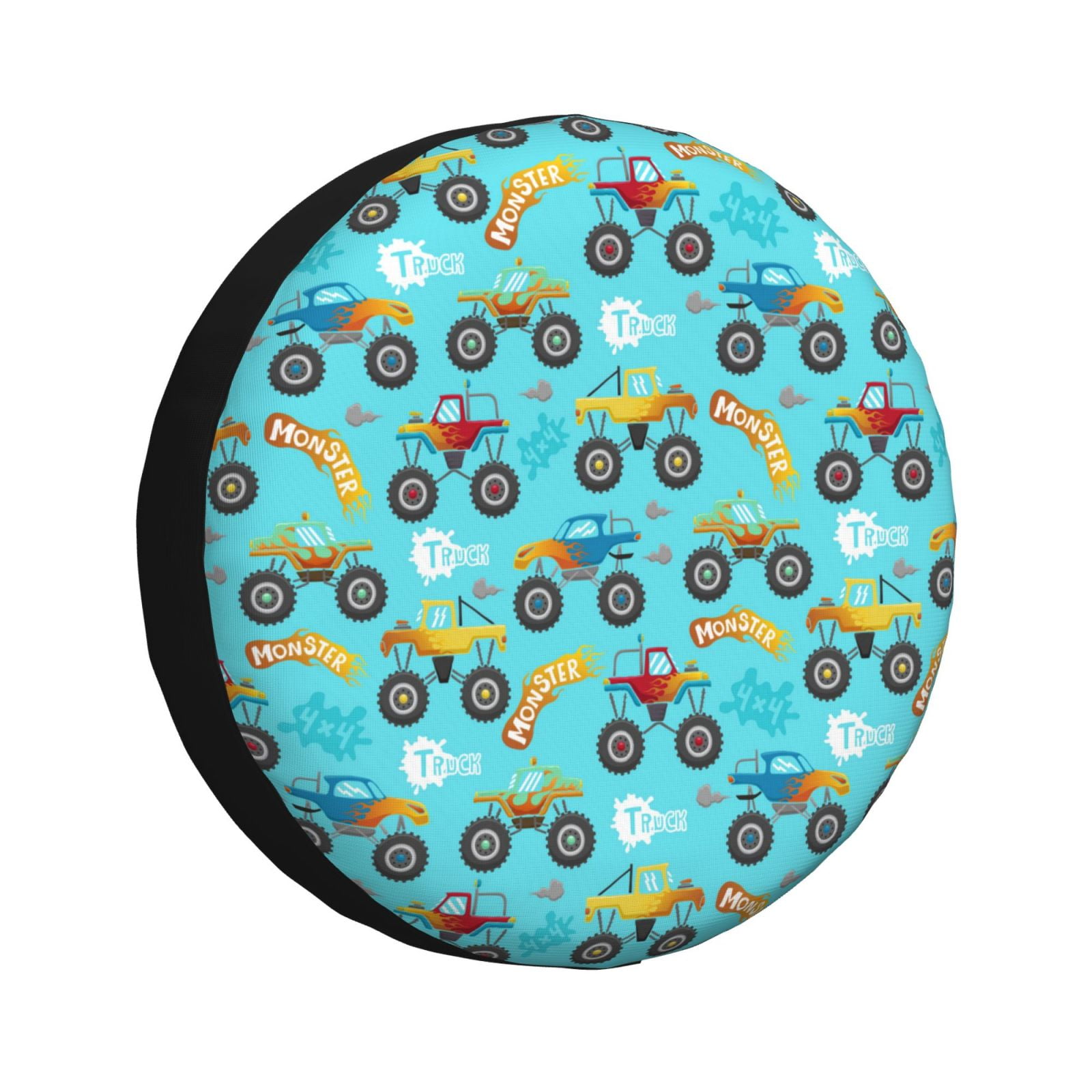 Luyuia Cartoon Monster Truck Print Waterproof Leather Tire Cover ...