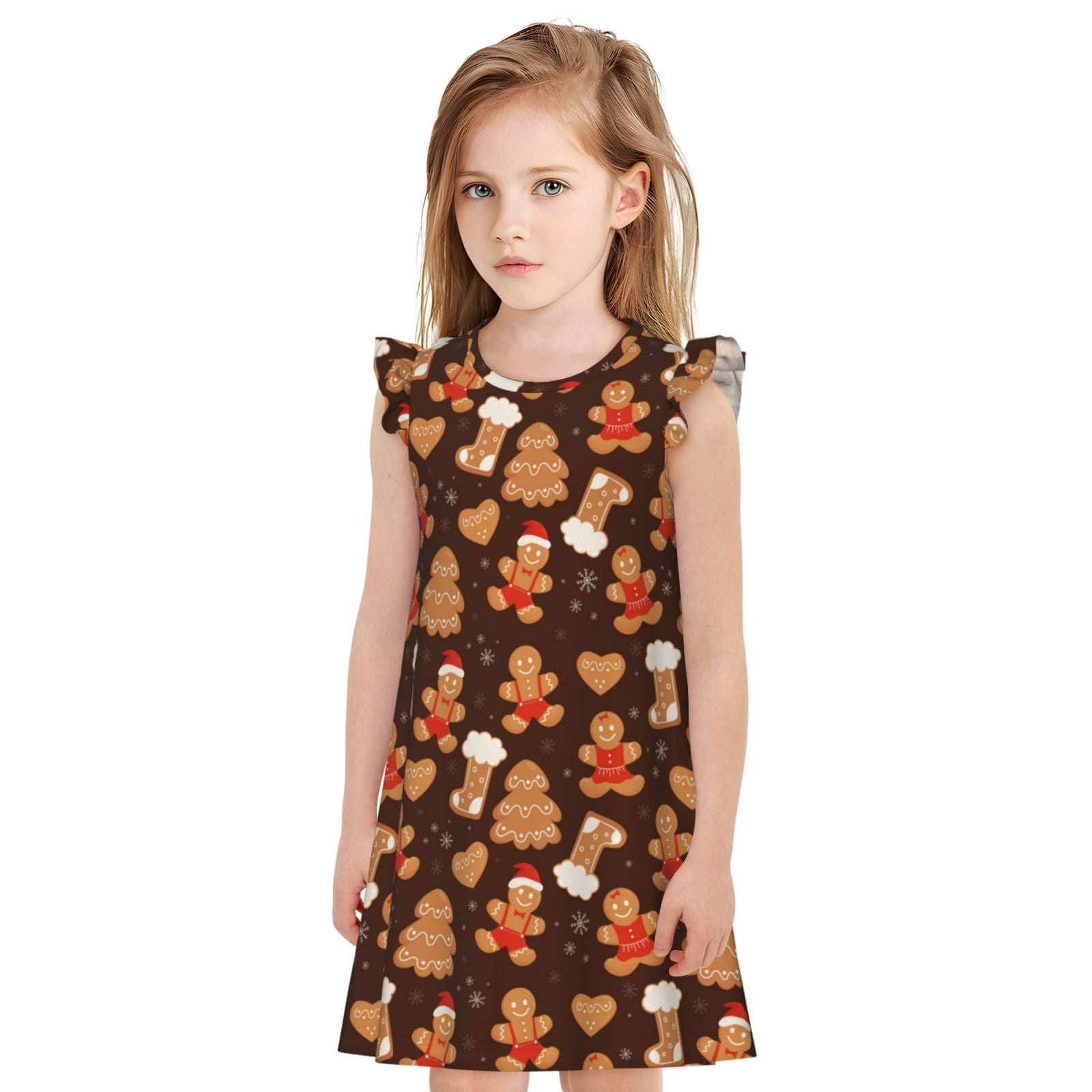 Luyuia Christmas Gingerbread Cookies Print Girls' Princess Nightgown ...
