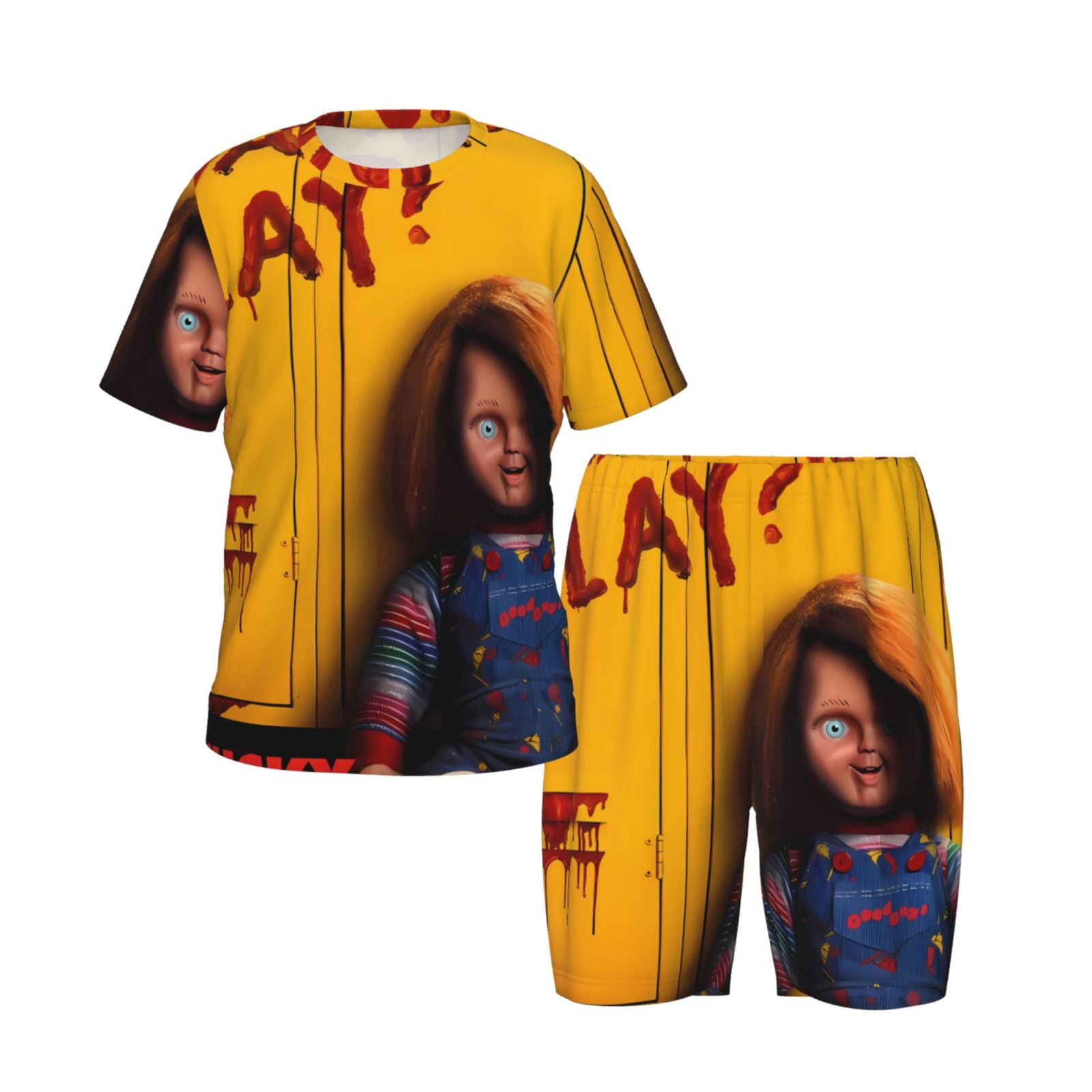 Luyuia Chucky Print Girls' 2-Piece Tie-Dye Pajama Set, Cute Summer ...