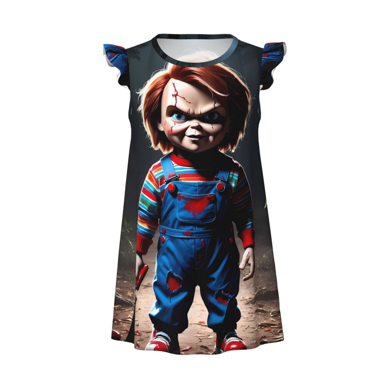 Luyuia Chucky Print Girls' Princess Nightgown, Flutter Sleeve Sleepwear ...