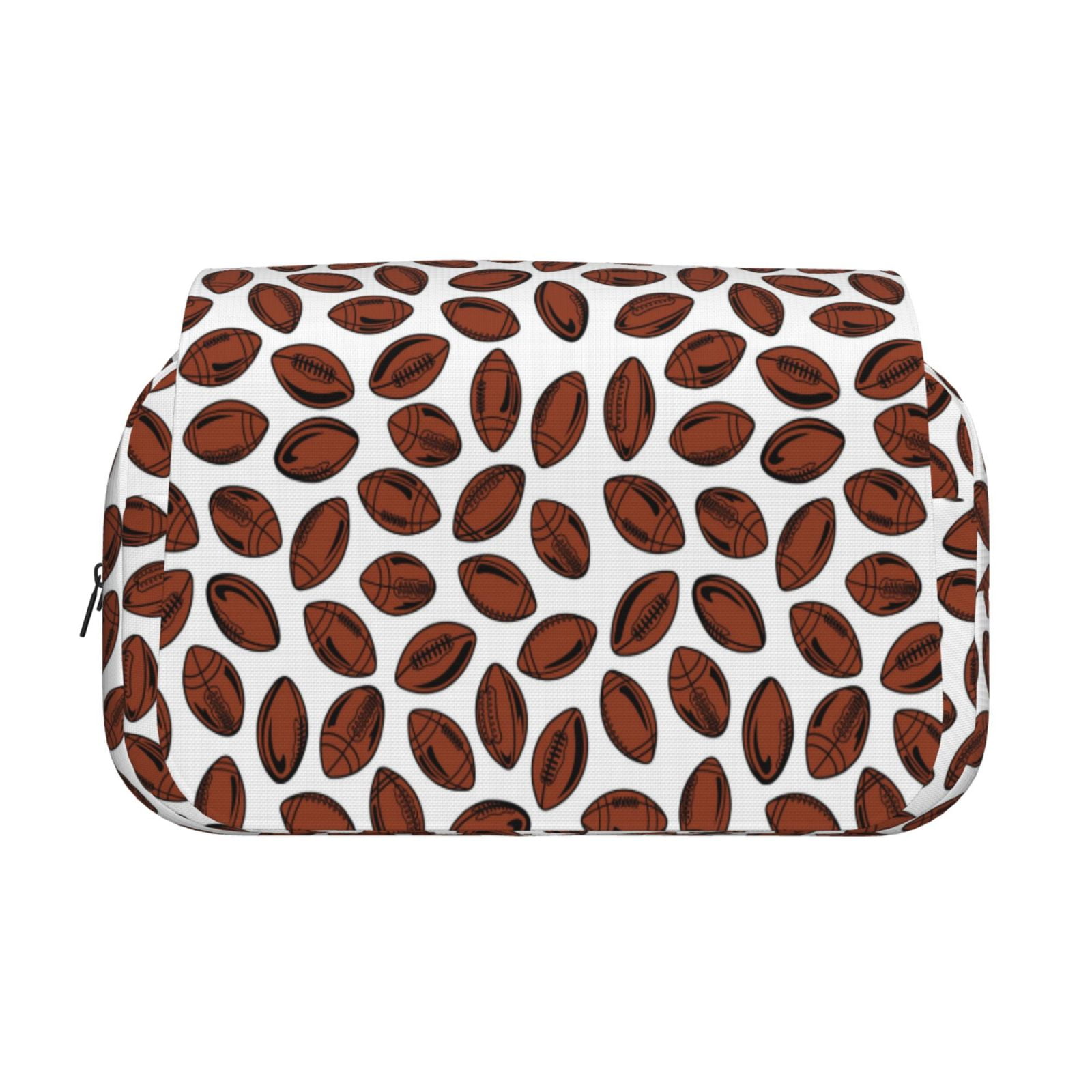 Luyuia Coffee Rugby Pattern Double Zipper Pen Case Oxford Clamshell ...