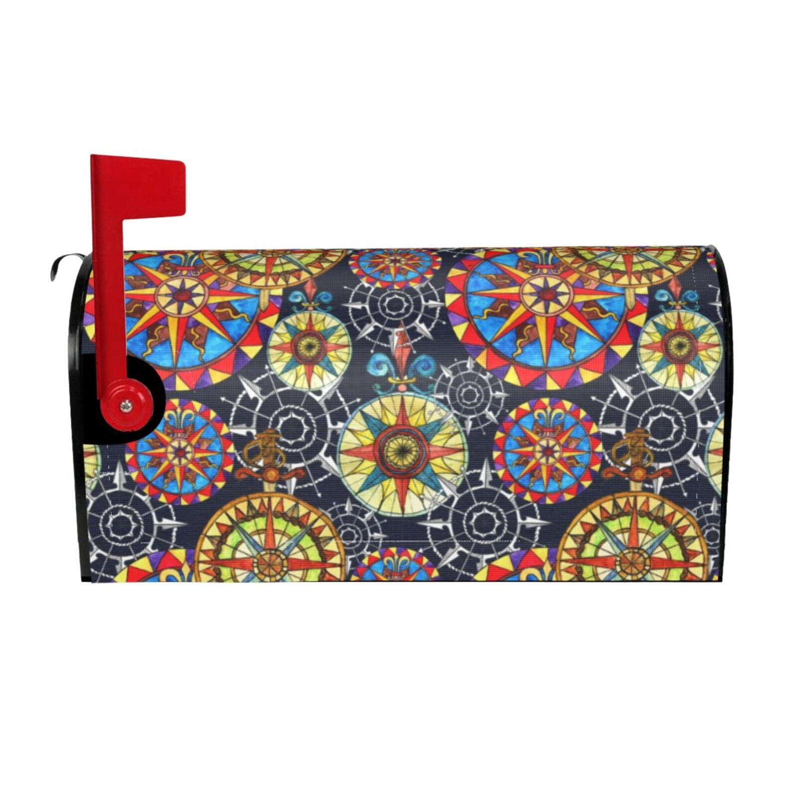 Luyuia Colorful Compasses Print Magnetic Winter Mailbox Cover ...