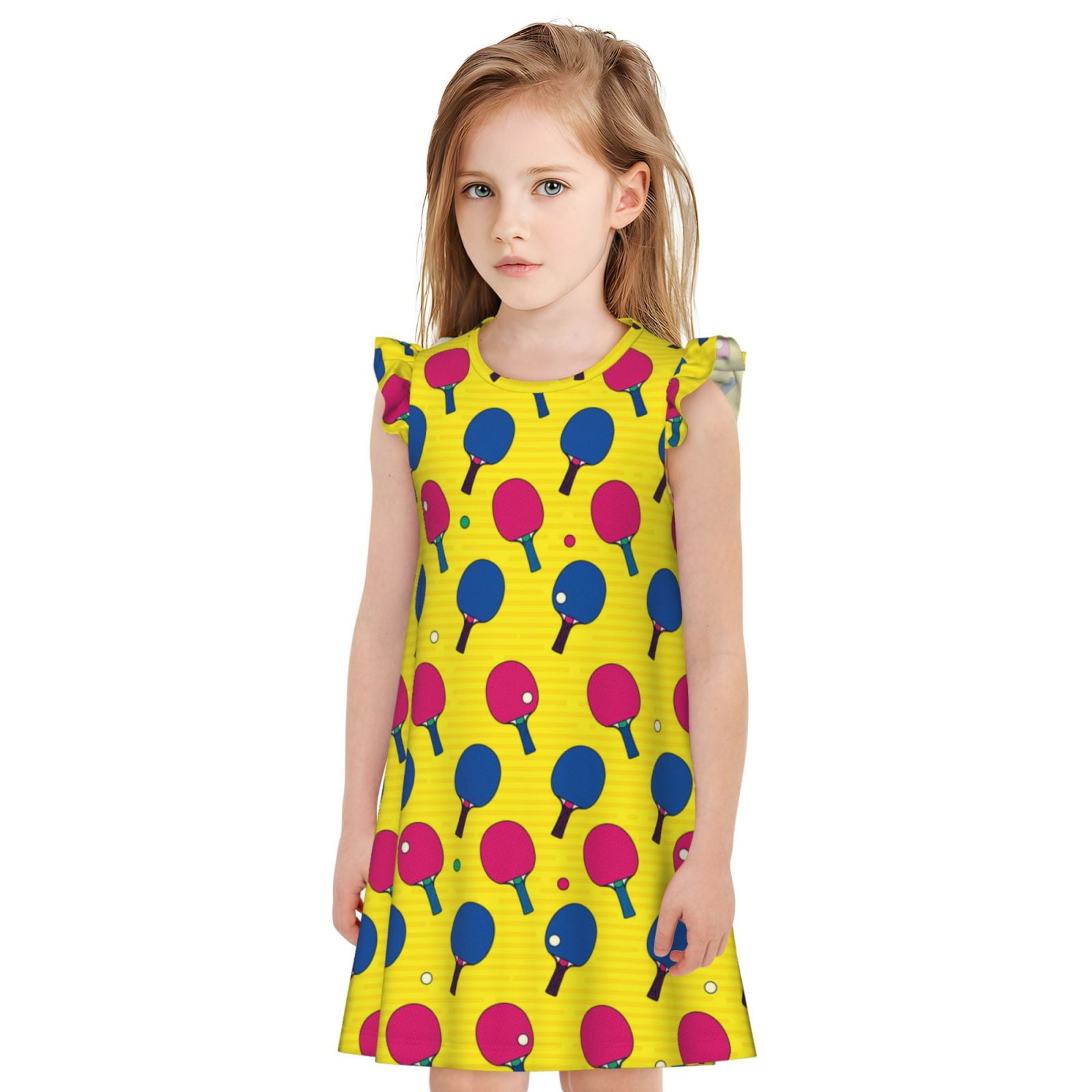 Luyuia Colorful Ping Pong Print Girls' Princess Nightgown, Flutter ...