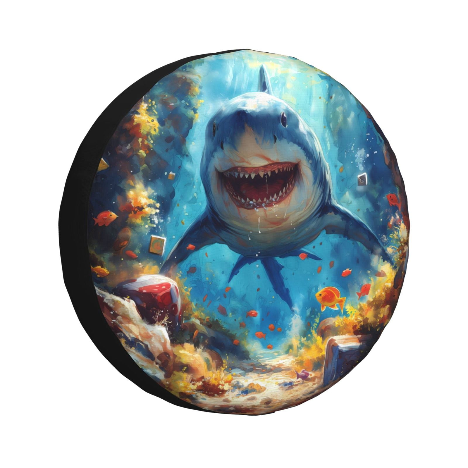 Luyuia Colorful Underwater Shark Print Waterproof Leather Tire Cover ...