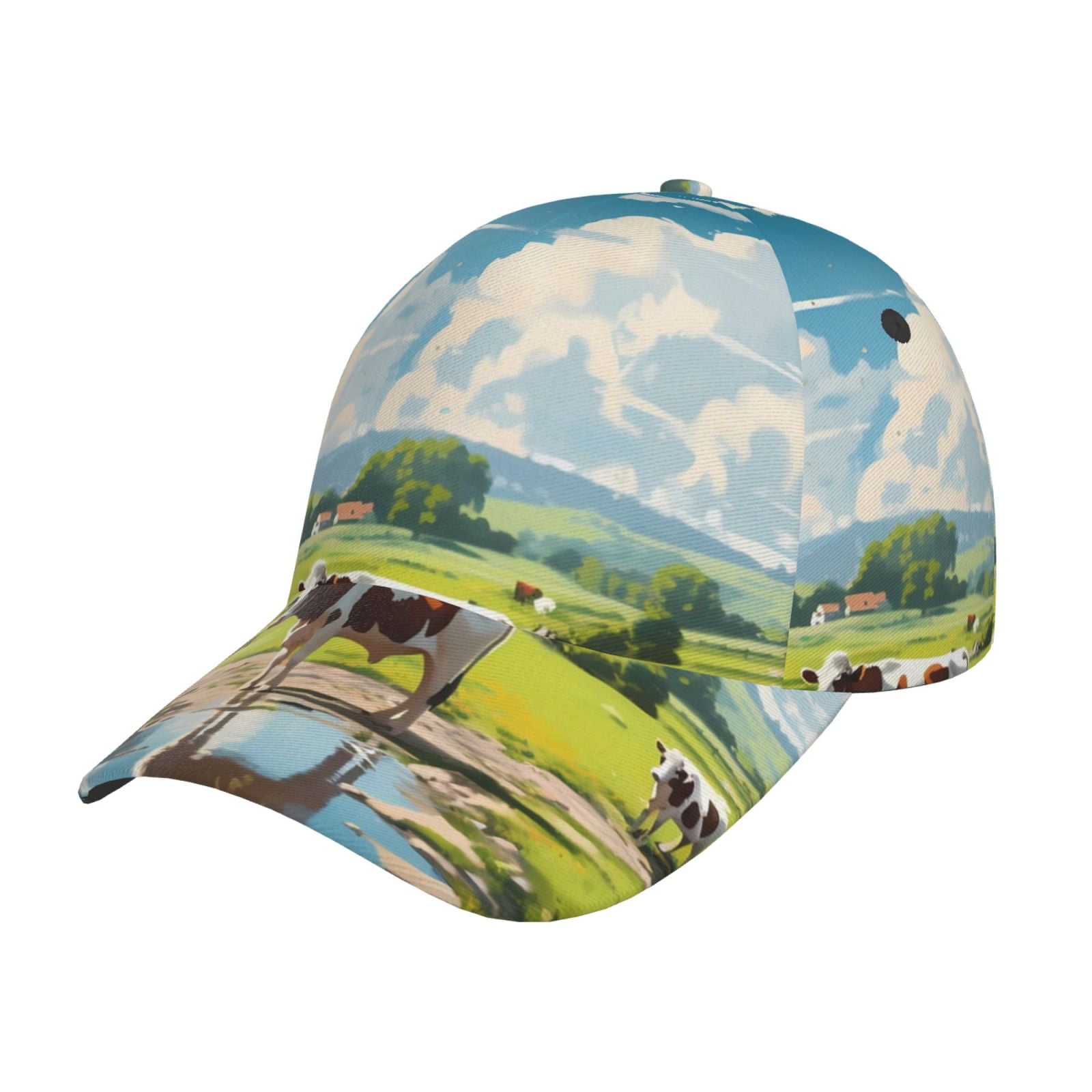 Luyuia Countryside Farm Cow Print Adjustable Baseball Cap, Workout Hat ...