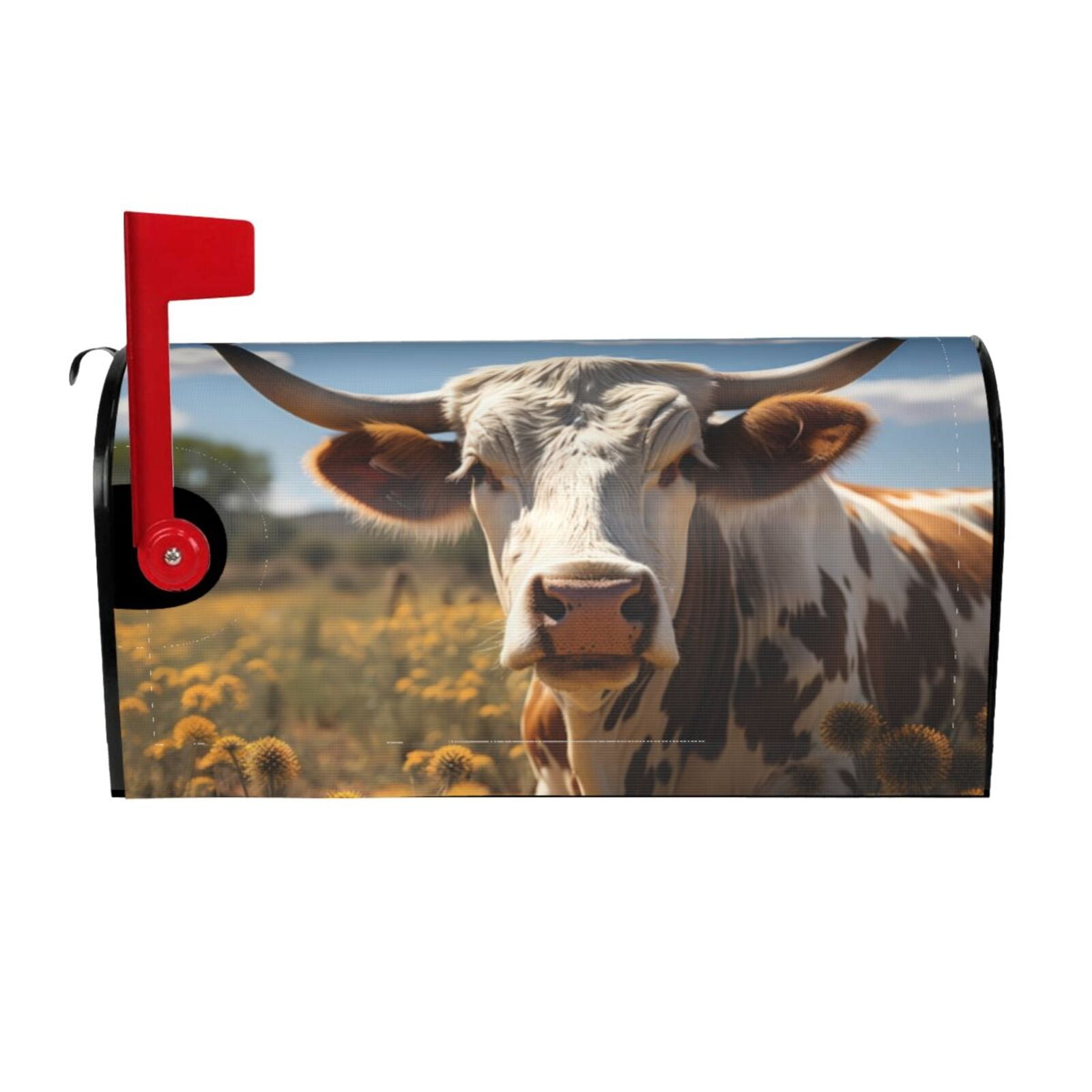Luyuia Countryside Flower Cow Print Magnetic Winter Mailbox Cover ...