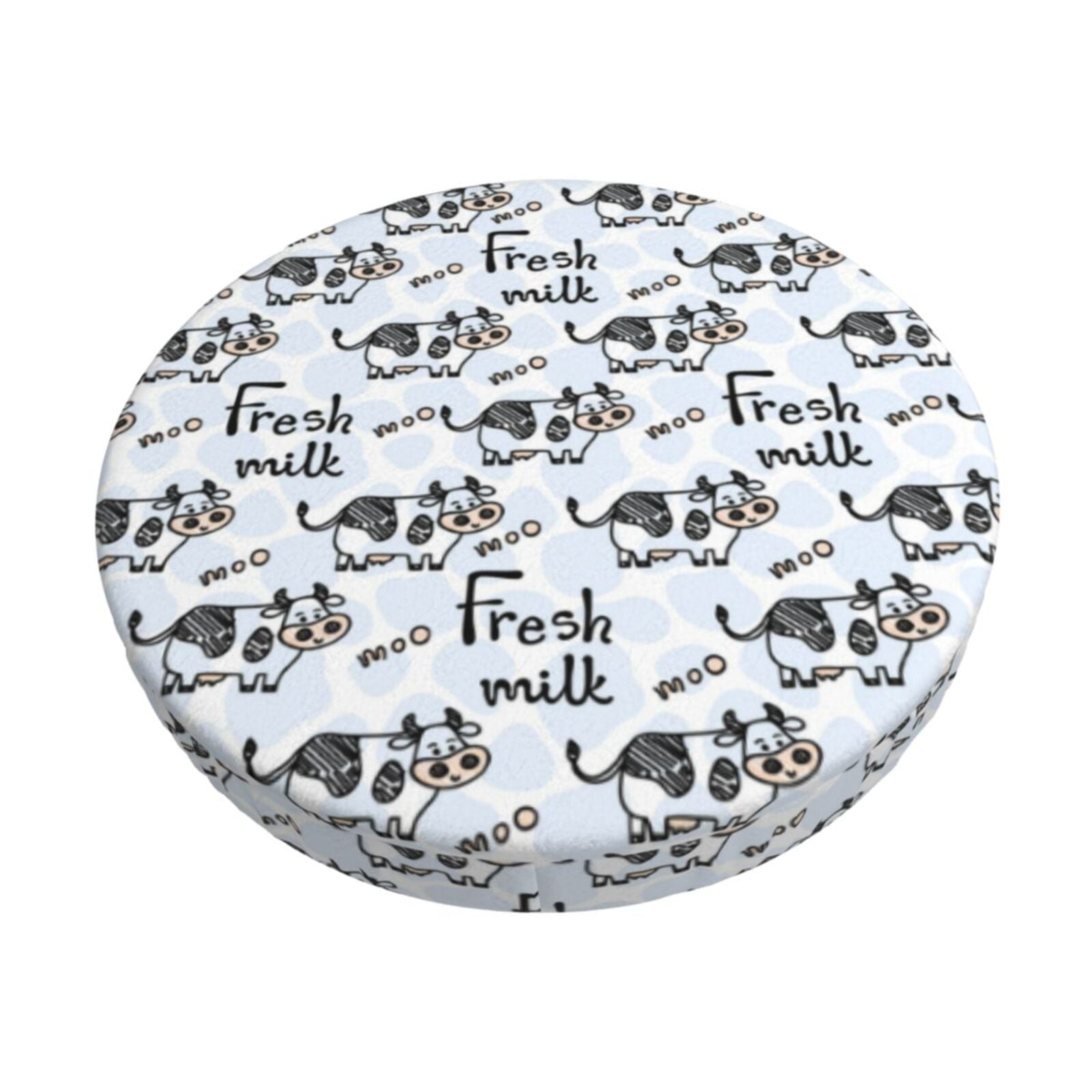 Luyuia Cow With Fresh Milk Print Bar Stool Cover Cushion, Round Seat ...