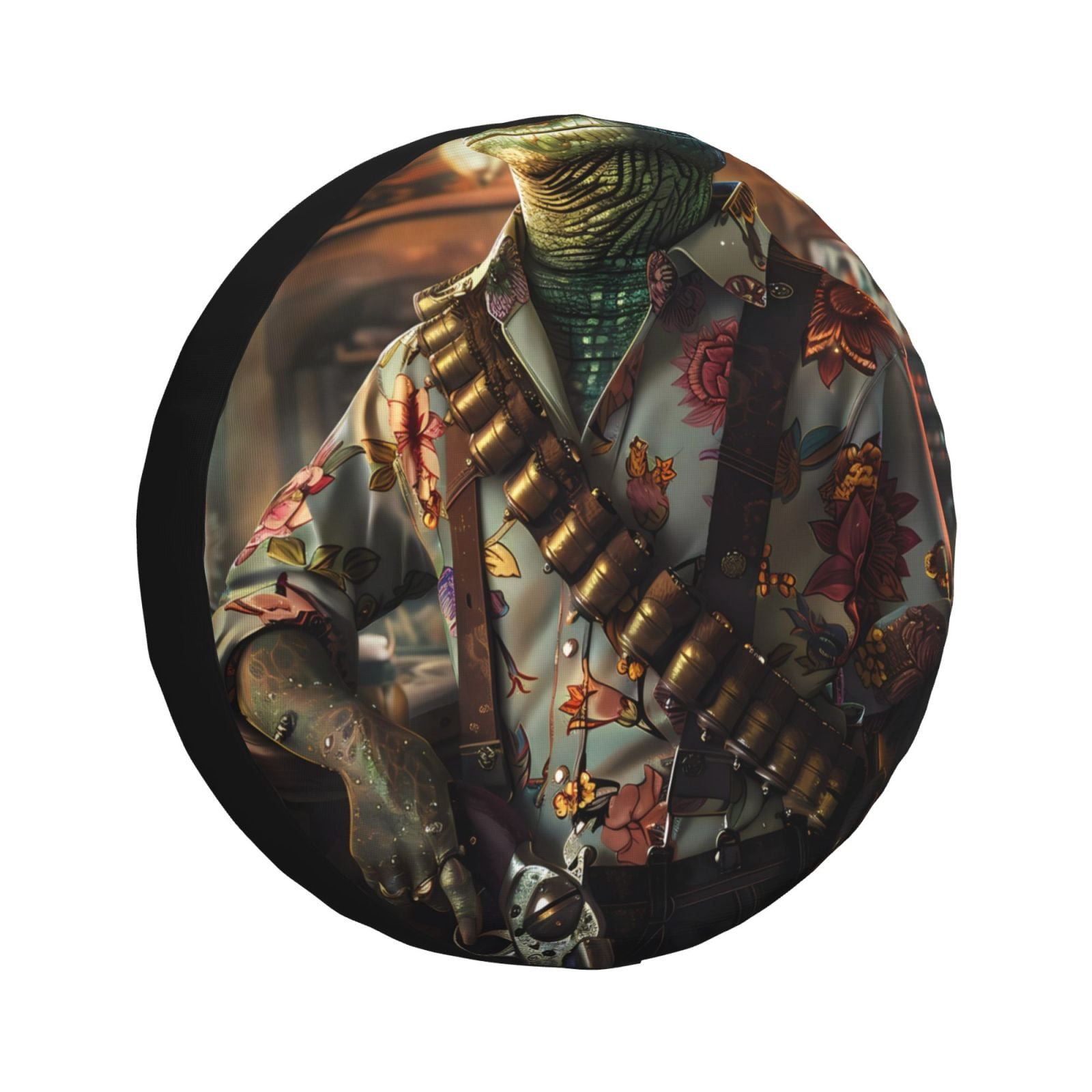 Luyuia Cowboy Iguana Floral Shirt Print Waterproof Leather Tire Cover ...
