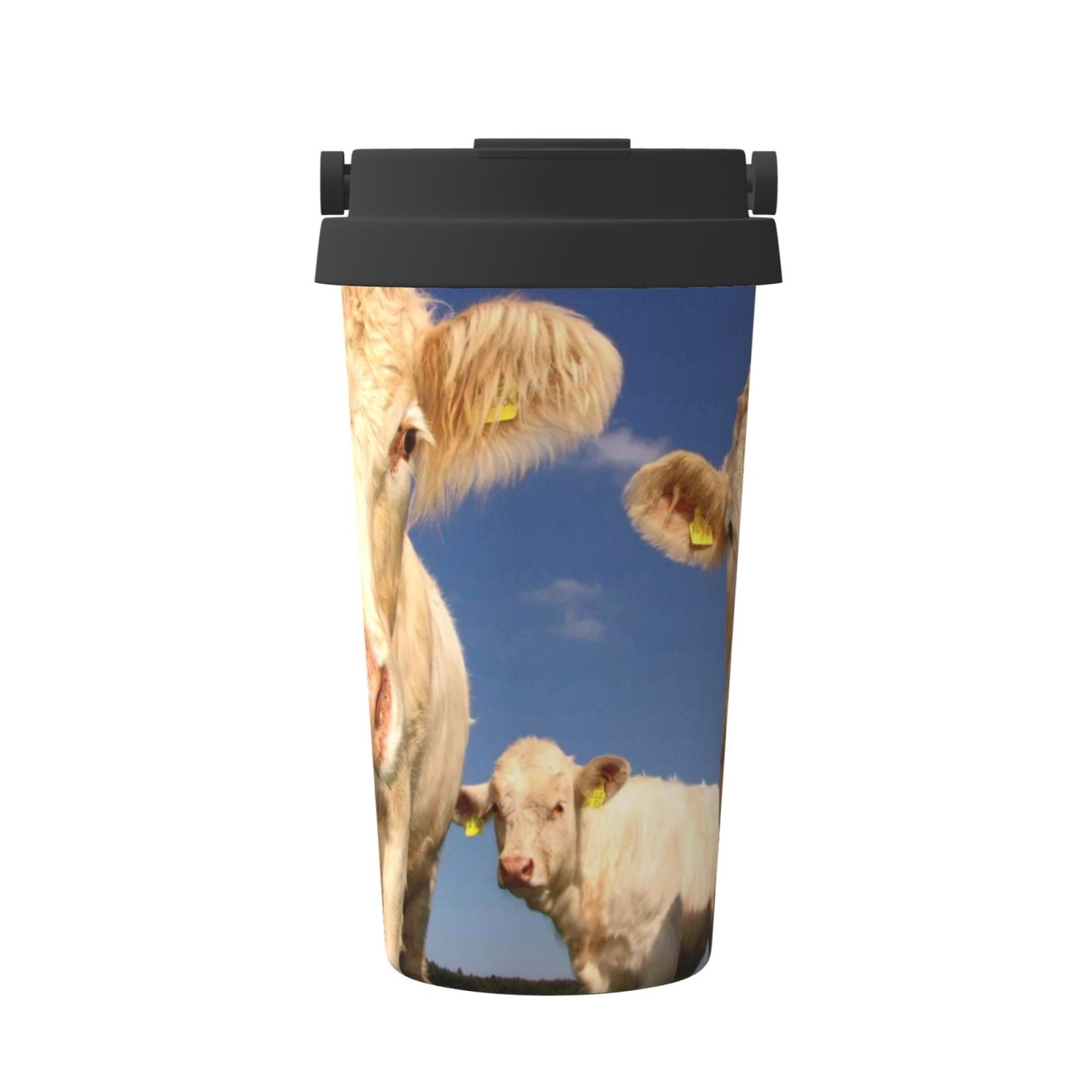 Luyuia Cows Cattles Print Travel Coffee Mug, Leak-Proof Insulated ...